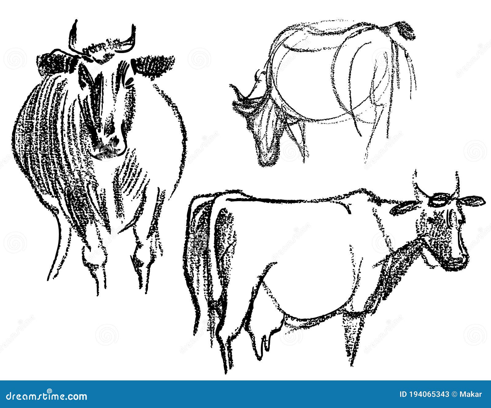 Cows Grazing In A Farmland/nature Landscape Vector Sketch ...