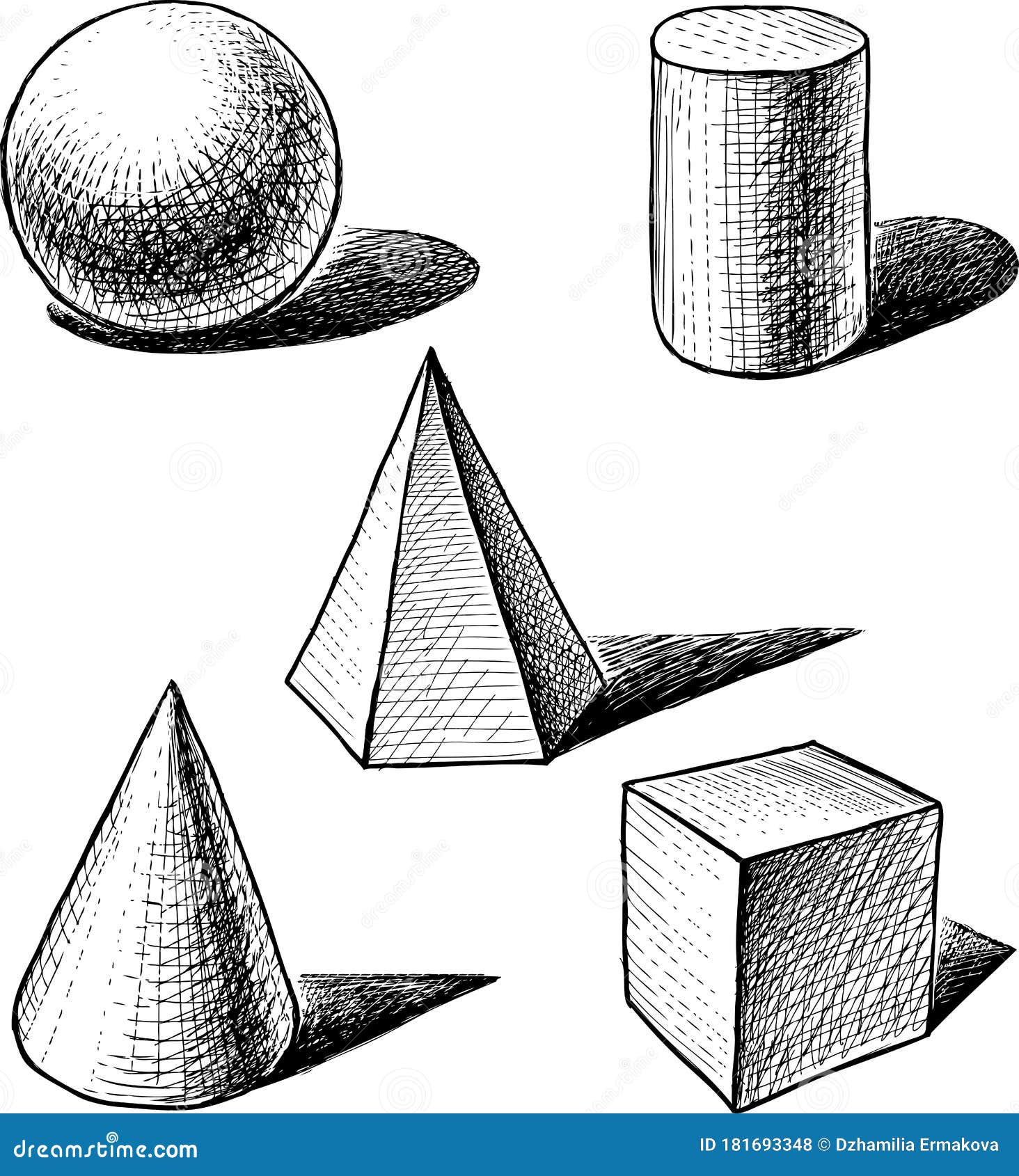 Freehand Drawings of Different Geometric Figures Stock Vector ...