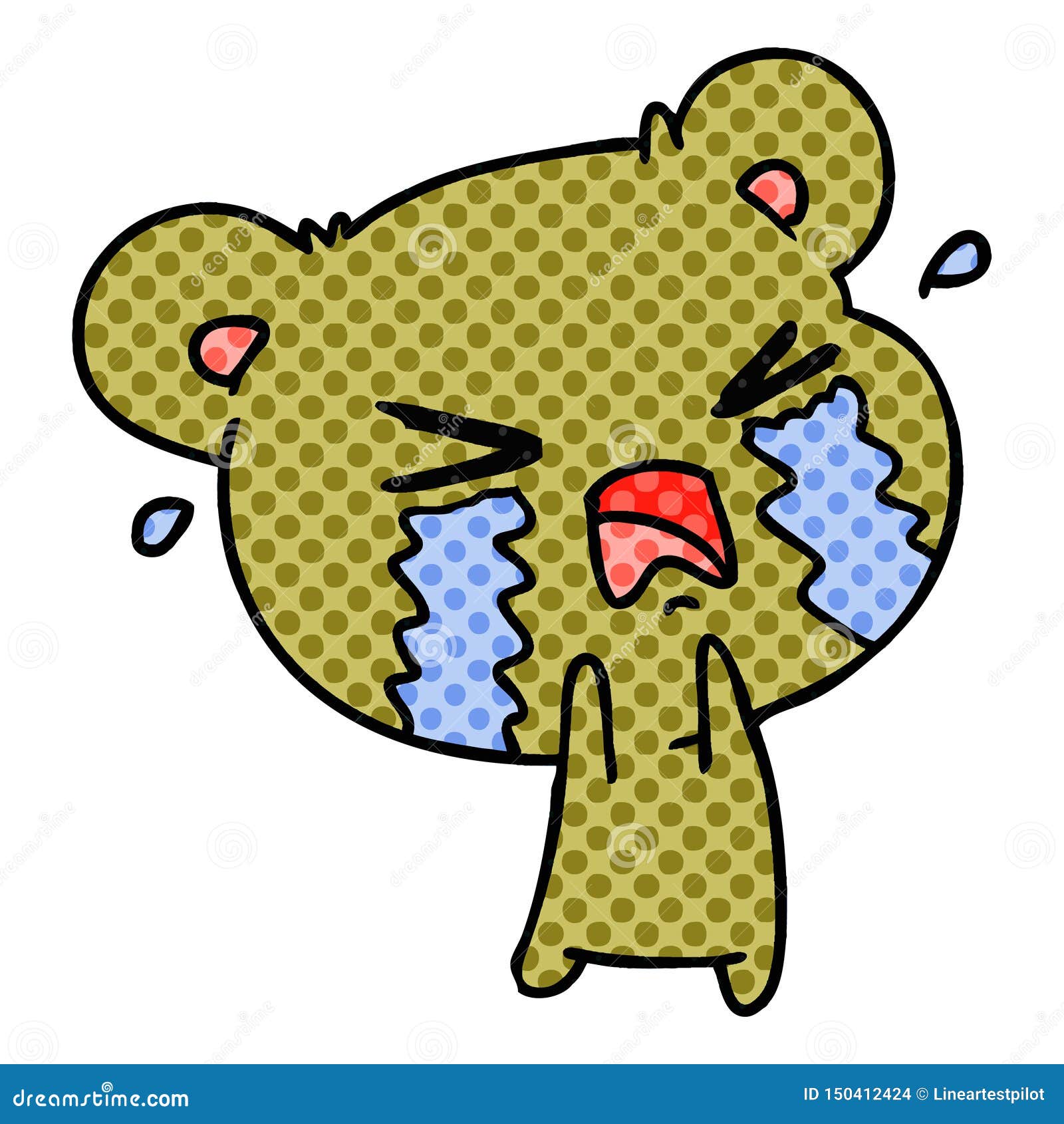 Freehand Drawn Cartoon of a Cute Crying Bear Stock Vector ...