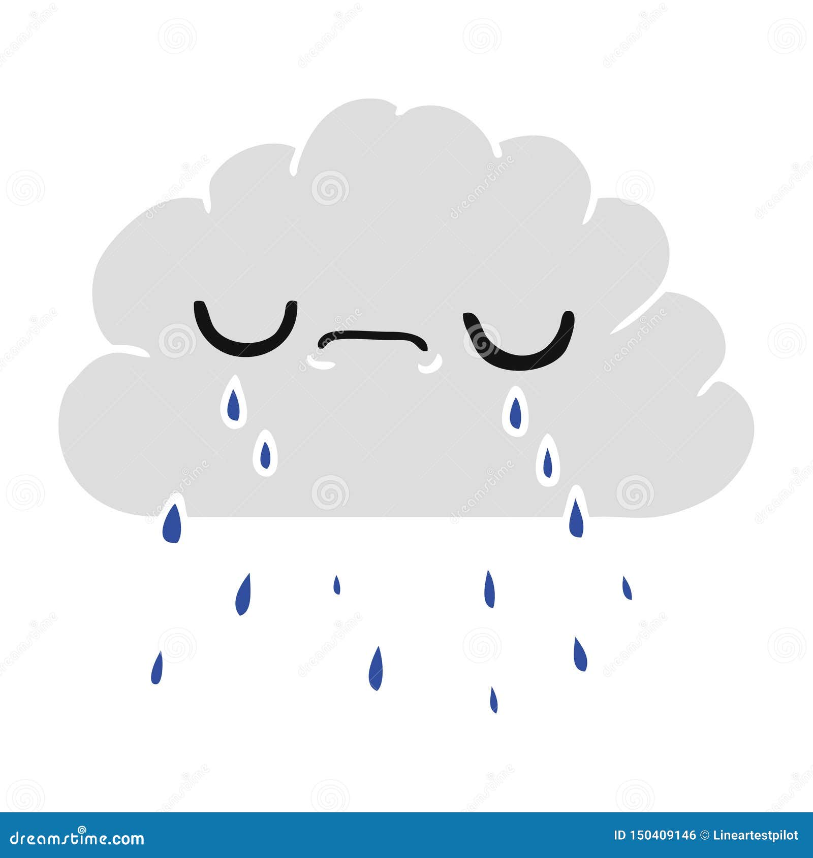 Freehand Drawn Cartoon of Cute Crying Cloud Stock Vector - Illustration ...