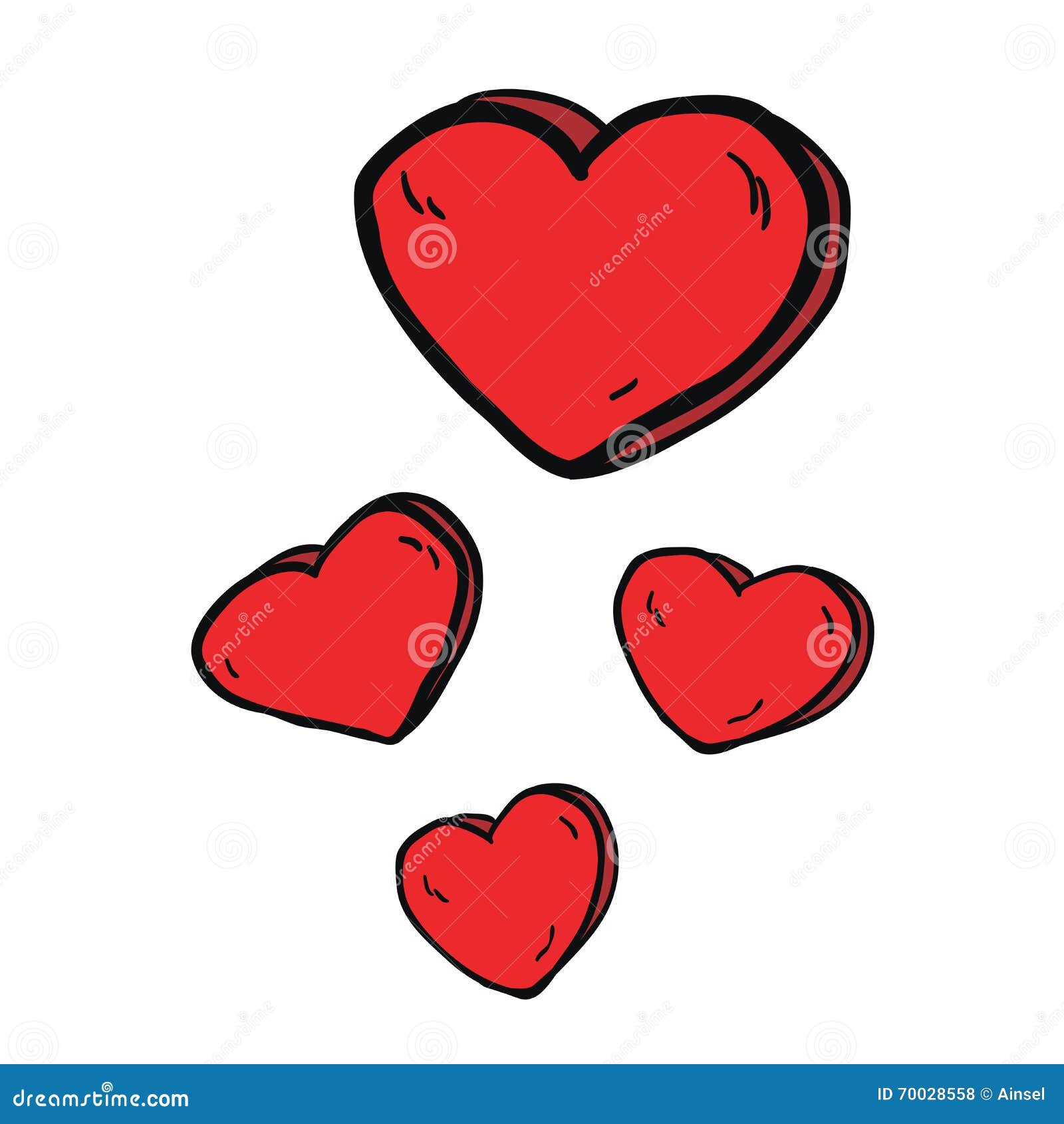 Freehand Drawn Cartoon Hearts Stock Vector - Illustration of retro ...