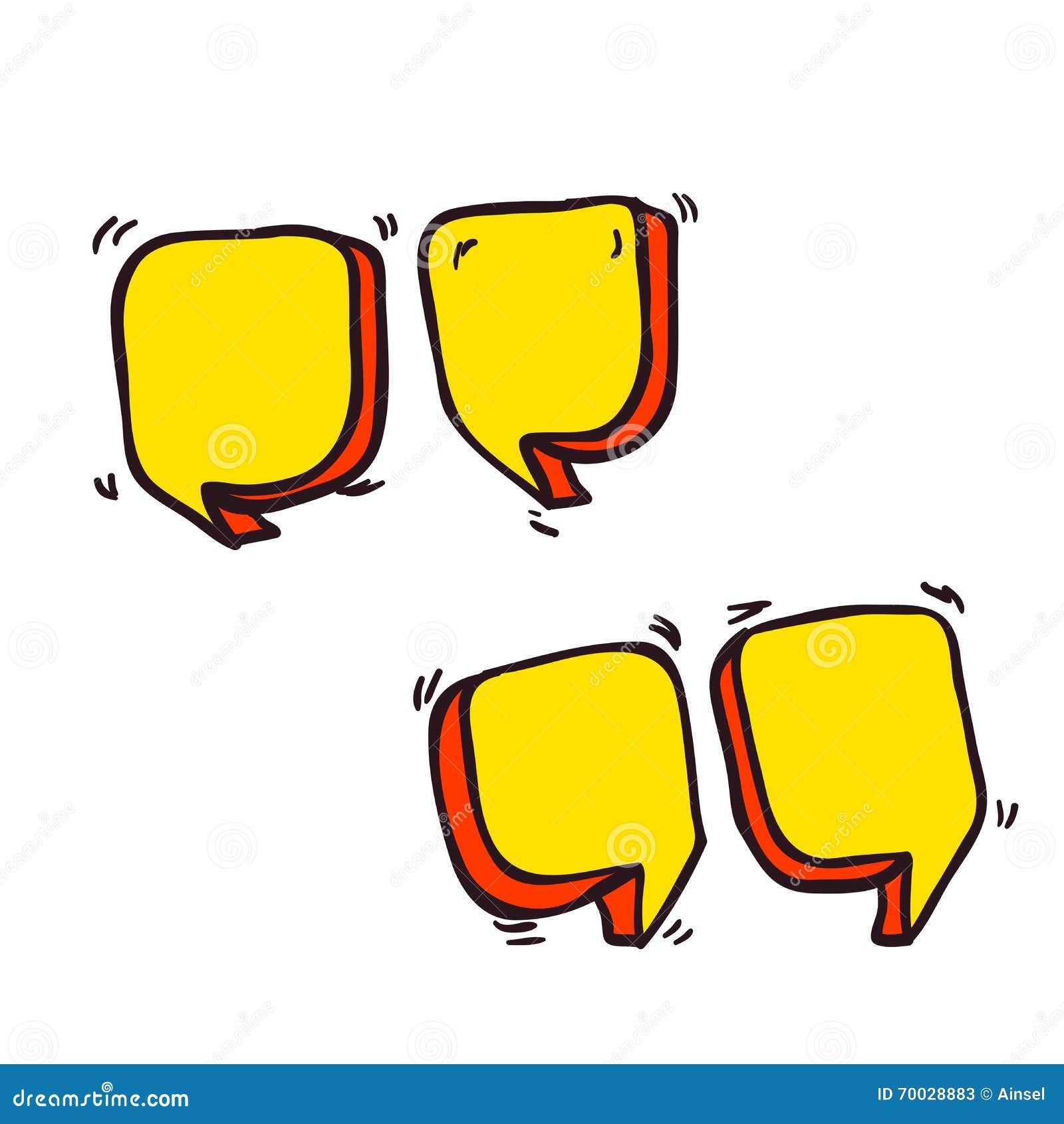 Freehand Drawn Cartoon Quotation Marks Stock Vector - Illustration of ...