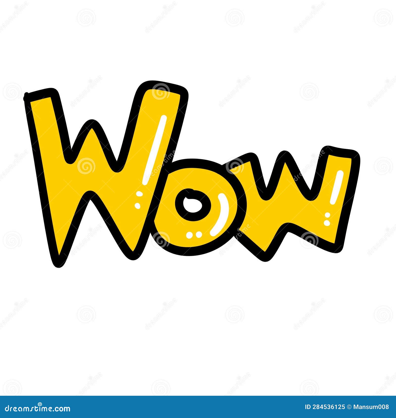 Freehand Drawn Cartoon Word Wow Stock Illustration - Illustration of ...