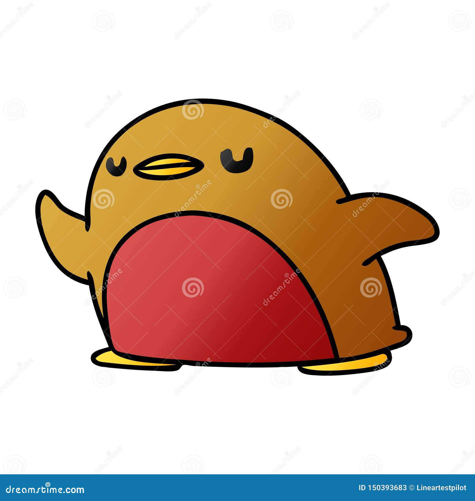 Freehand Drawn Gradient Cartoon Cute Kawaii Red Robin Stock Vector ...