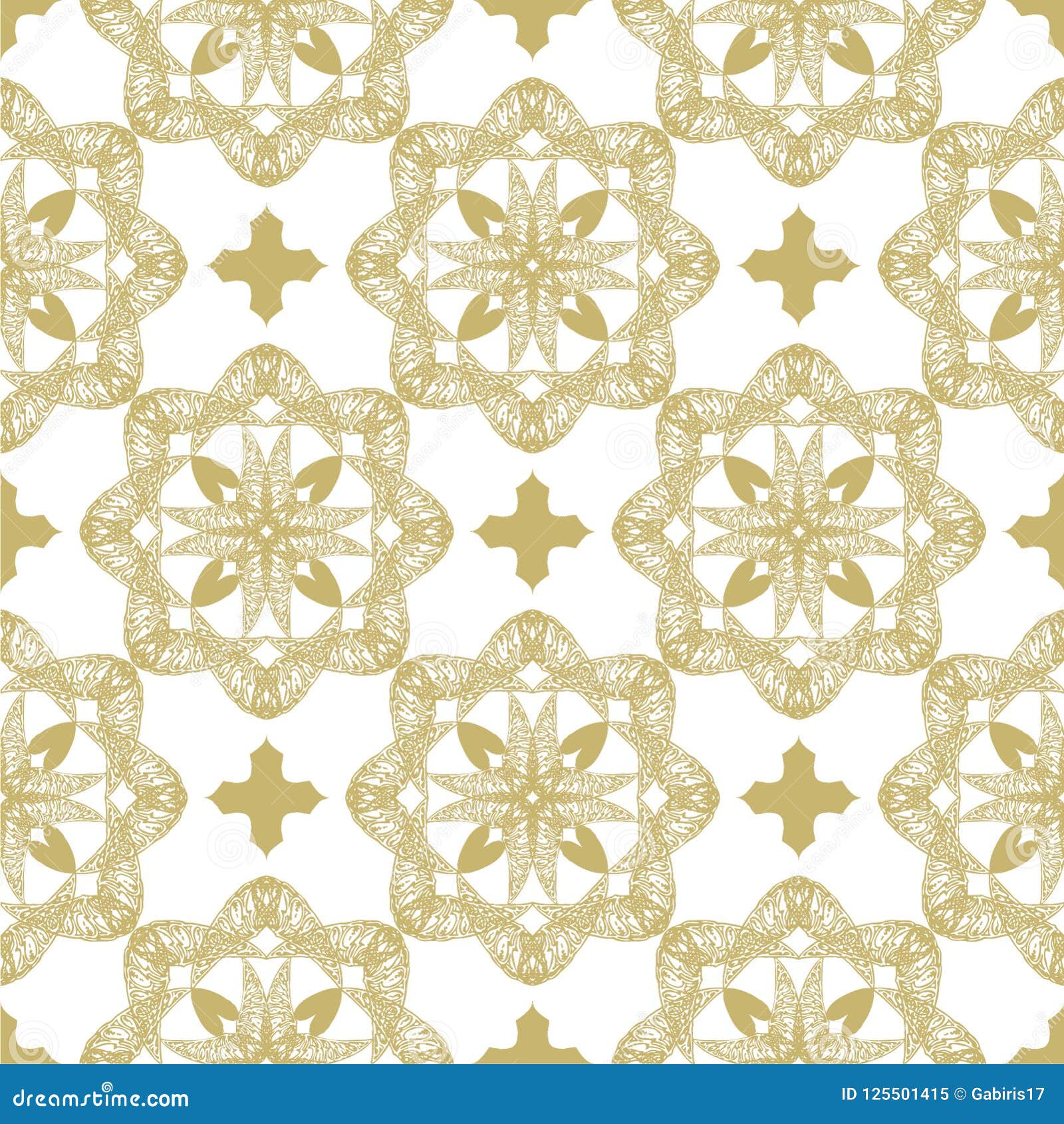 Ornate Tile Pattern, with Decorative Gold Elements Stock Illustration ...