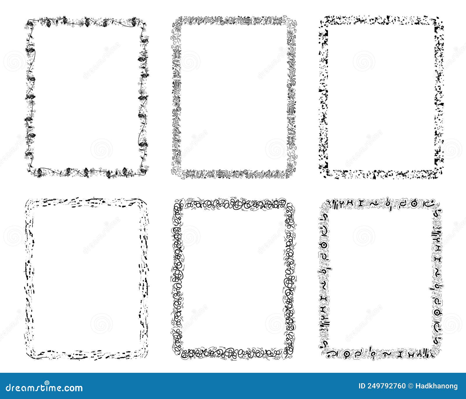 Freehand Line, Doodle Borders Clipart Stock Vector - Illustration of ...