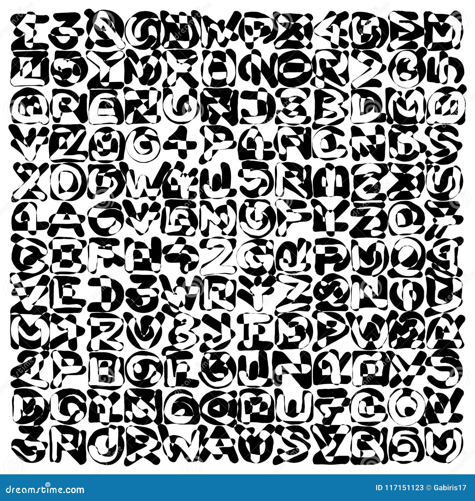 Freehand - Marker Drawn Letters And Numbers Plane Overlapping Stock ...