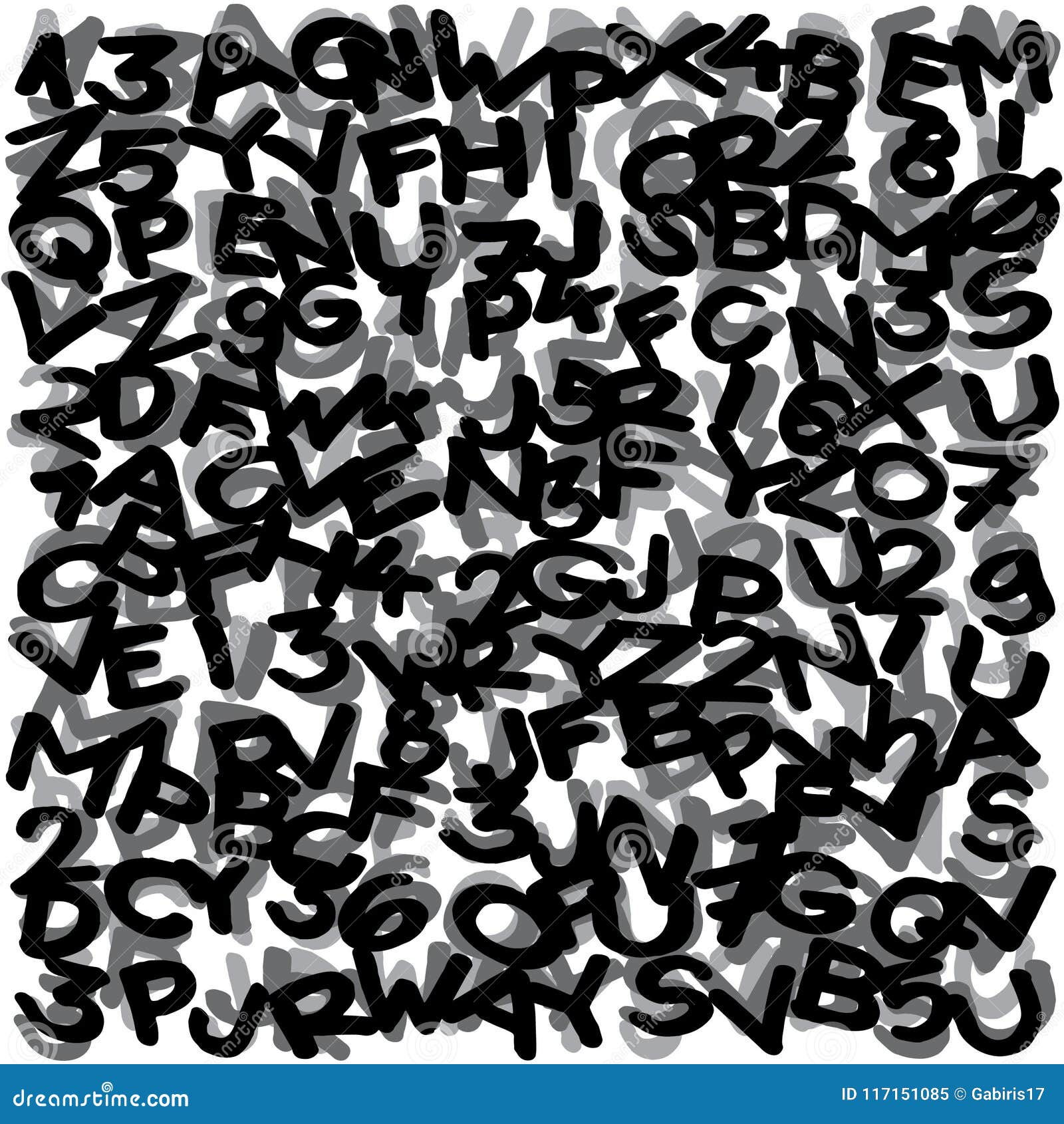 Freehand - Marker Drawn Letters And Numbers Plane Overlapping Stock ...