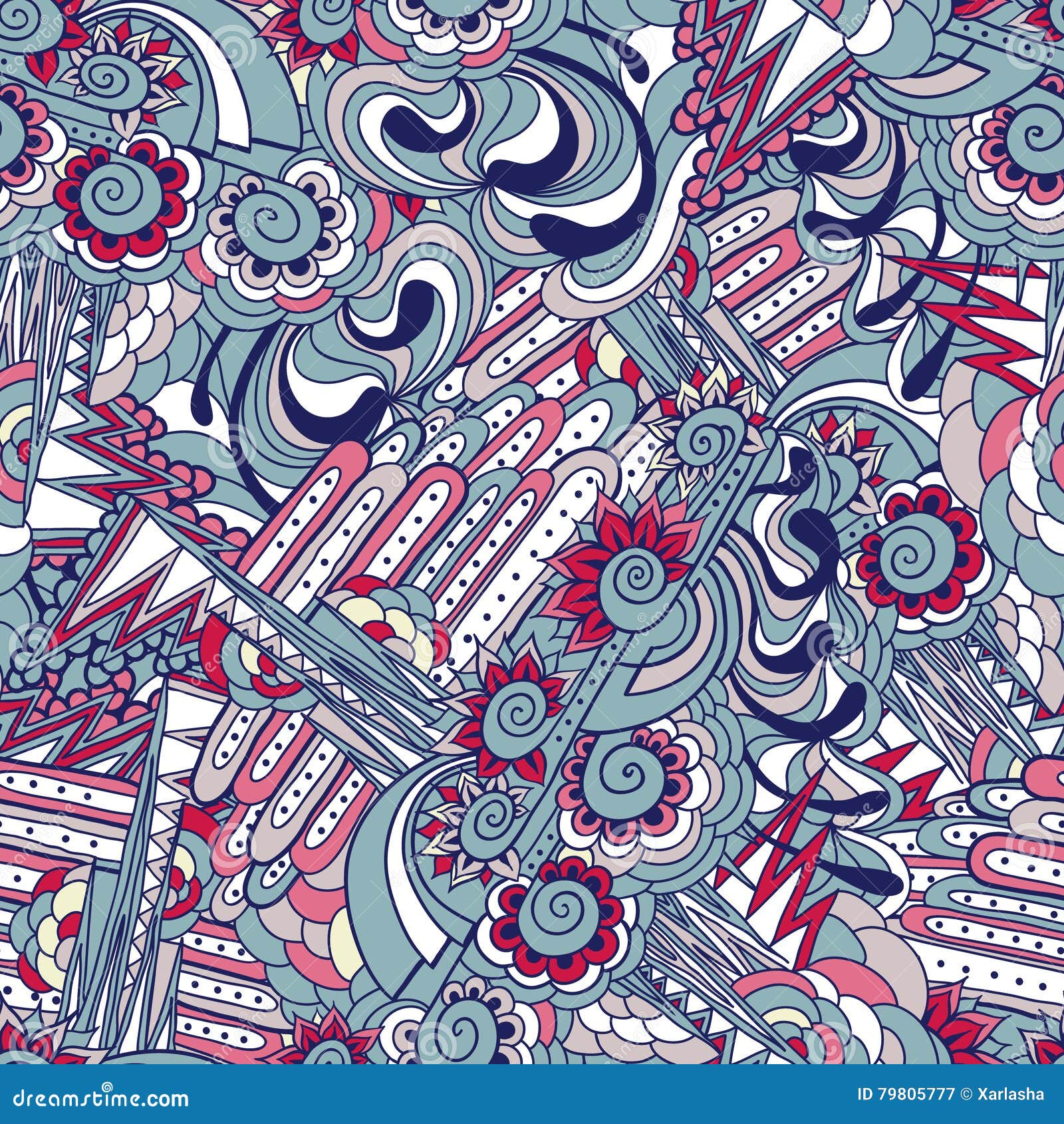 Freehand Seamless Drawings with Doodle Elements Stock Vector ...