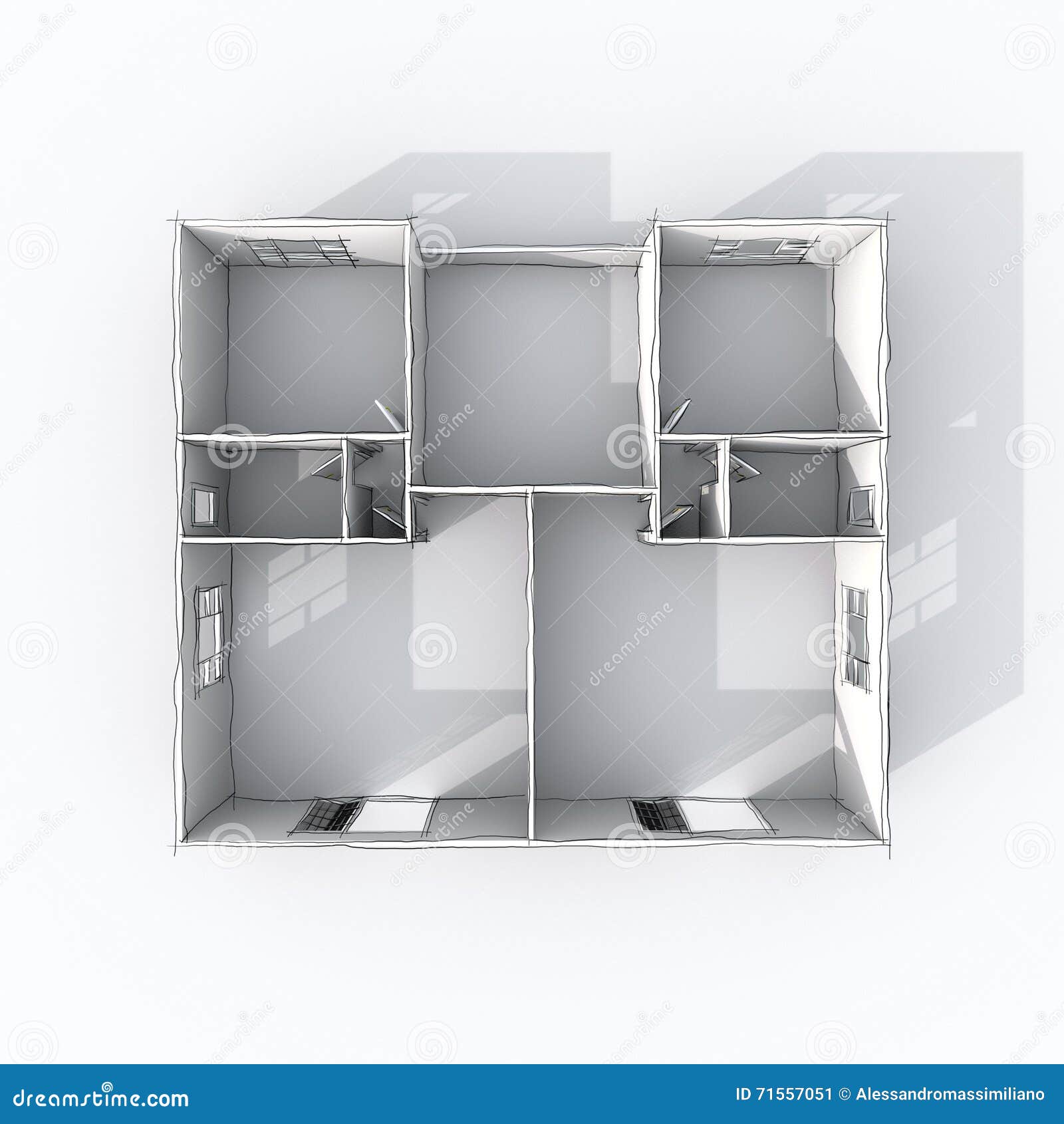 Freehand Sketch Drawing Illustration of Empty Home Apartment Stock ...