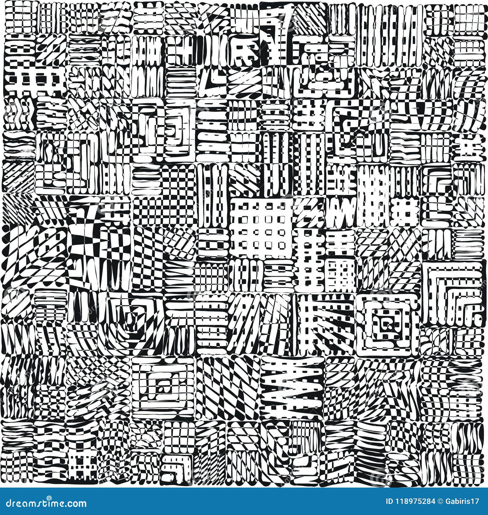 Freehand Thick Marker Lines Based Abstract Texture, in Black and White ...