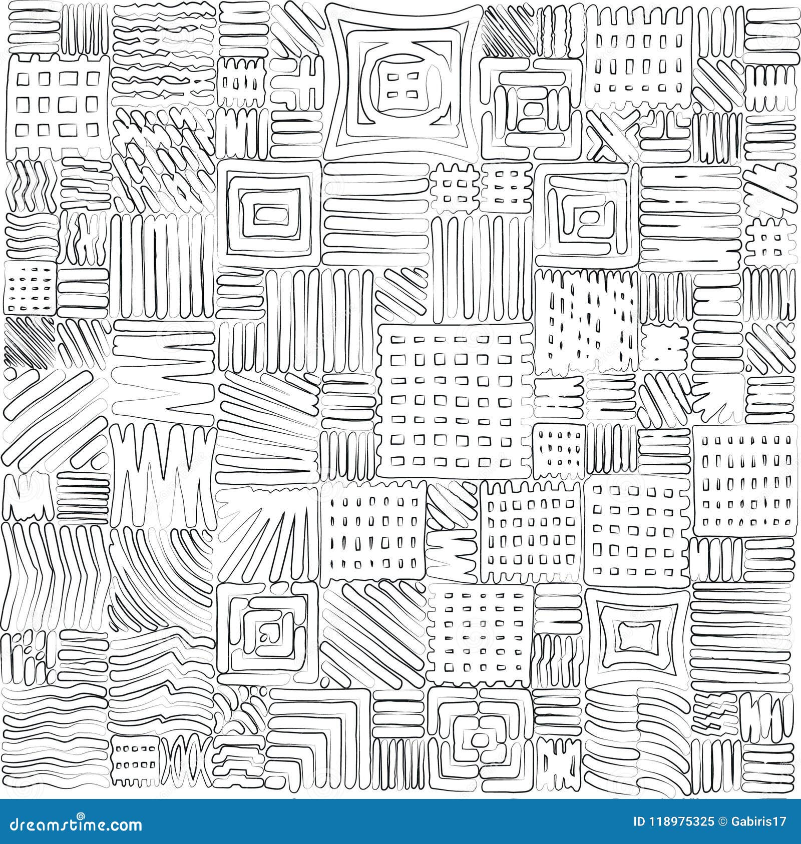 Freehand Thick Marker Lines Based Grid Like Abstract Texture, in Black ...