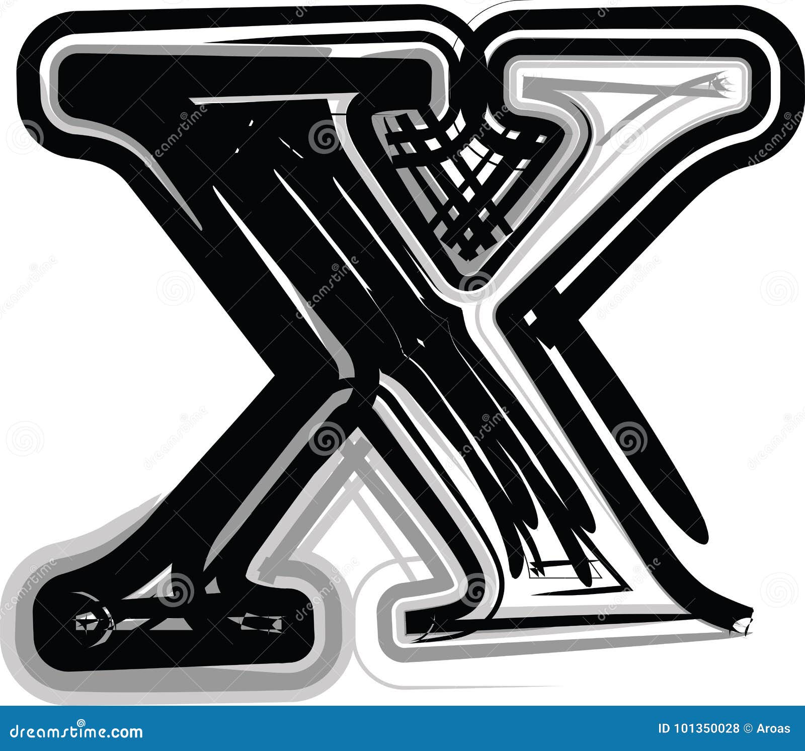 Freehand Typography Letter X Stock Vector - Illustration of doodle ...