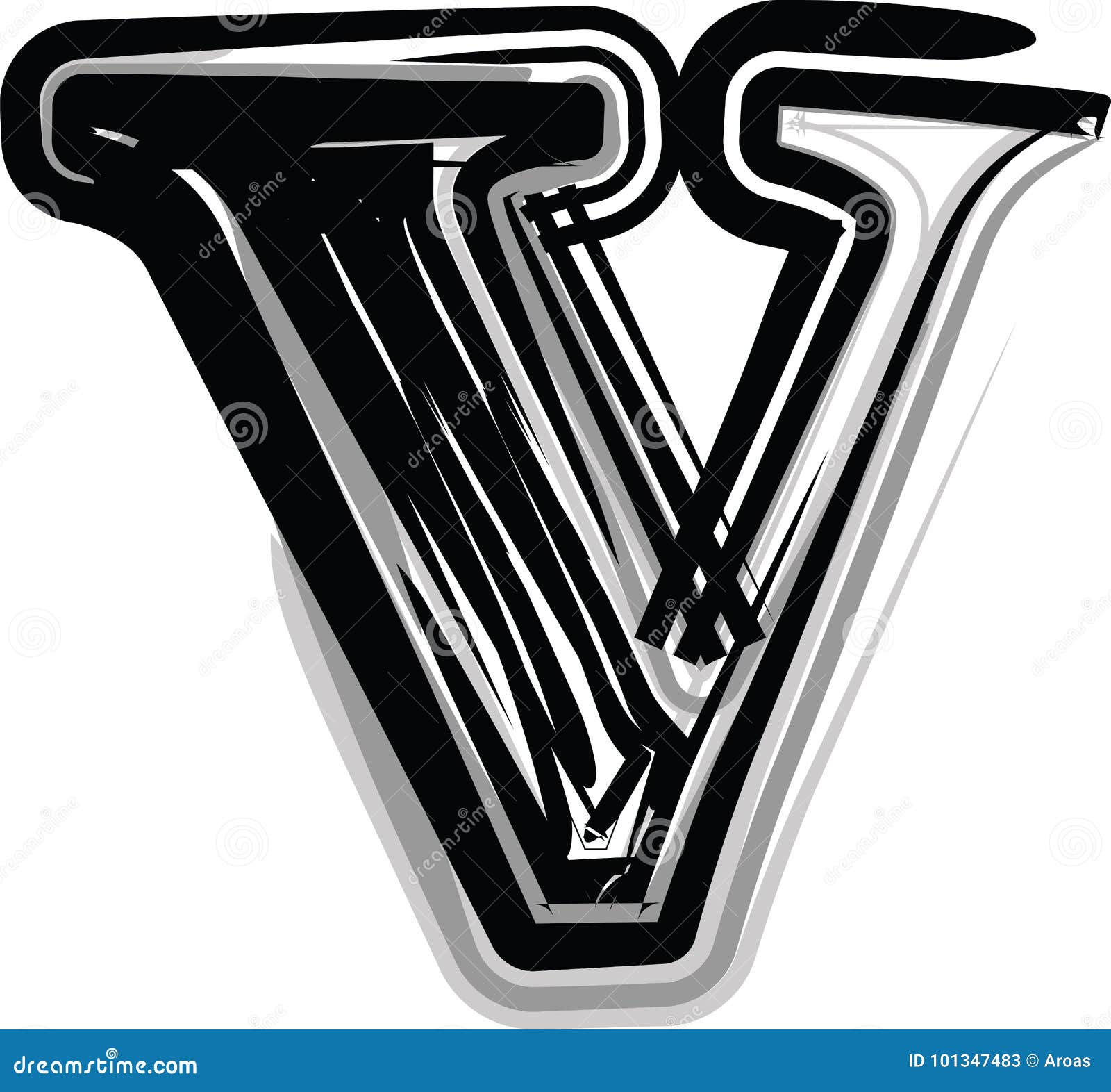 Freehand Typography Letter V Stock Vector - Illustration of design ...