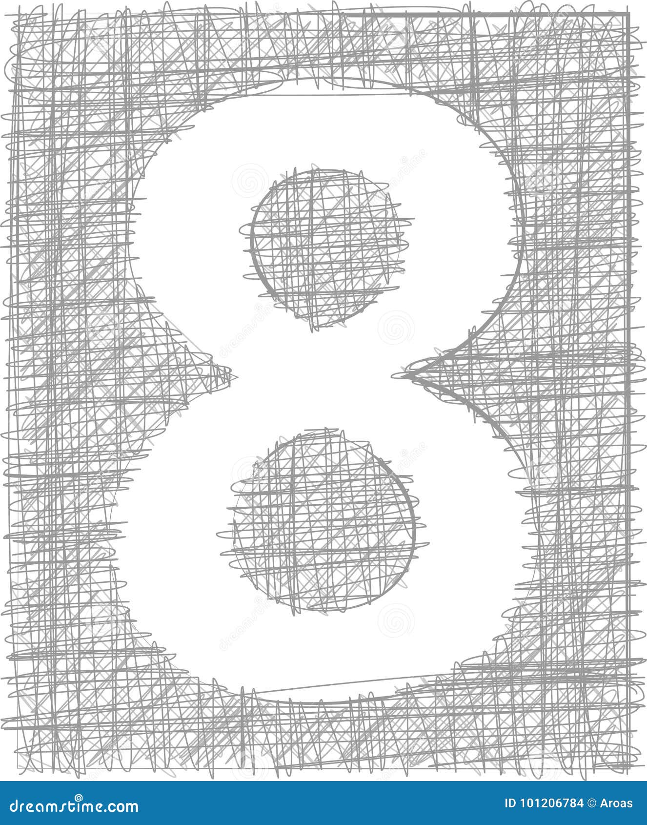 Freehand Typography Number 8 Stock Vector - Illustration of rough ...