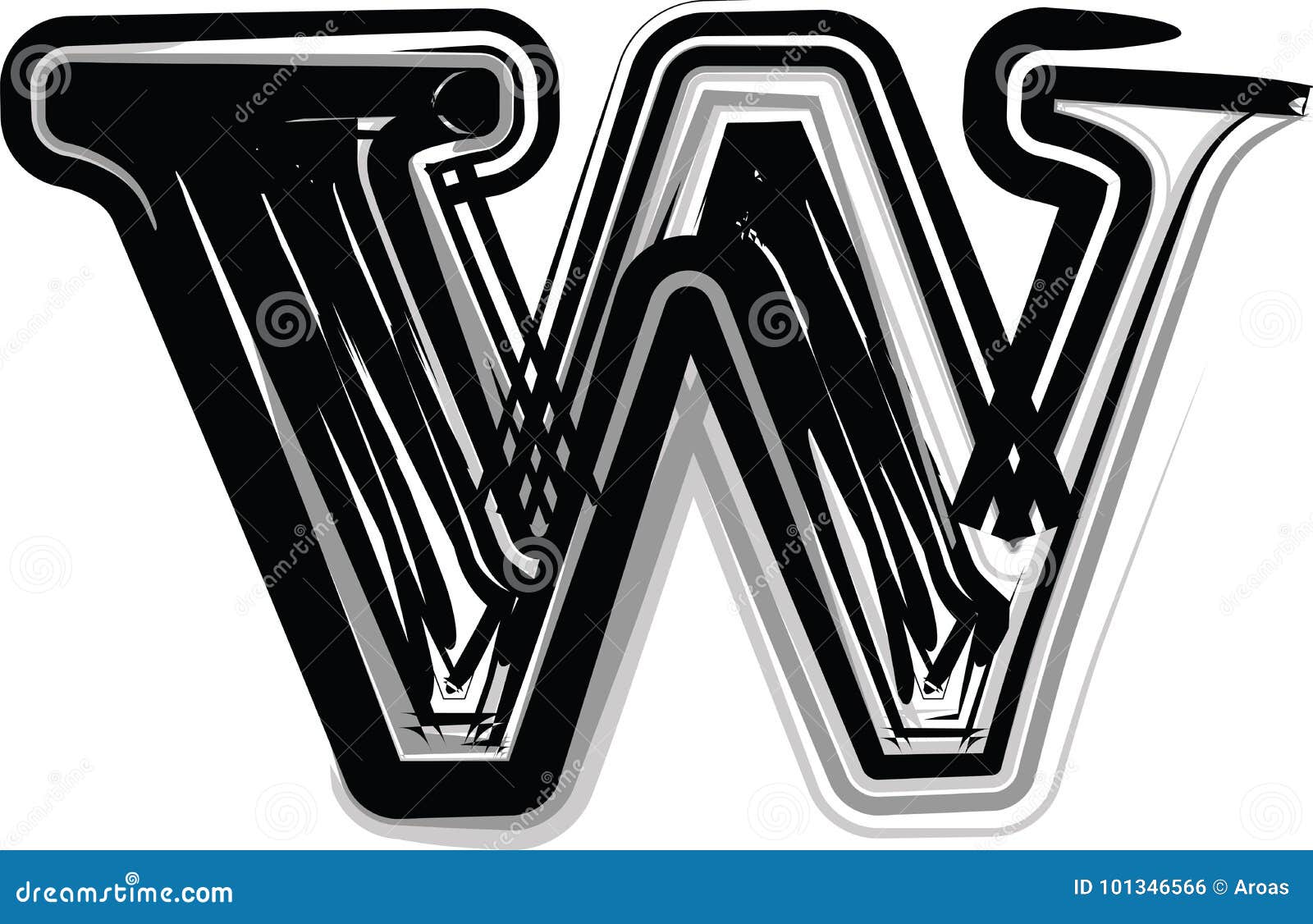 Freehand Typography Letter W Stock Vector - Illustration of character ...