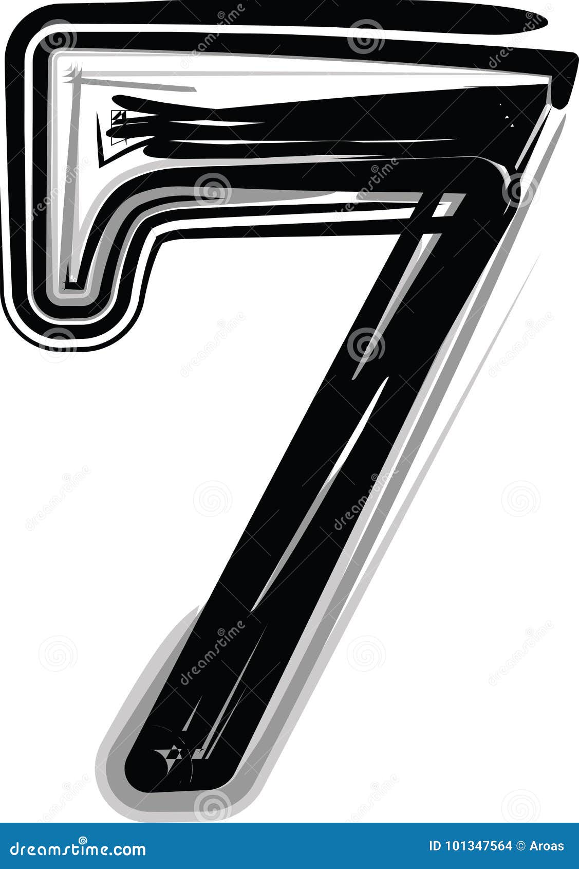 Freehand Typography Number 7 Stock Vector - Illustration of element ...