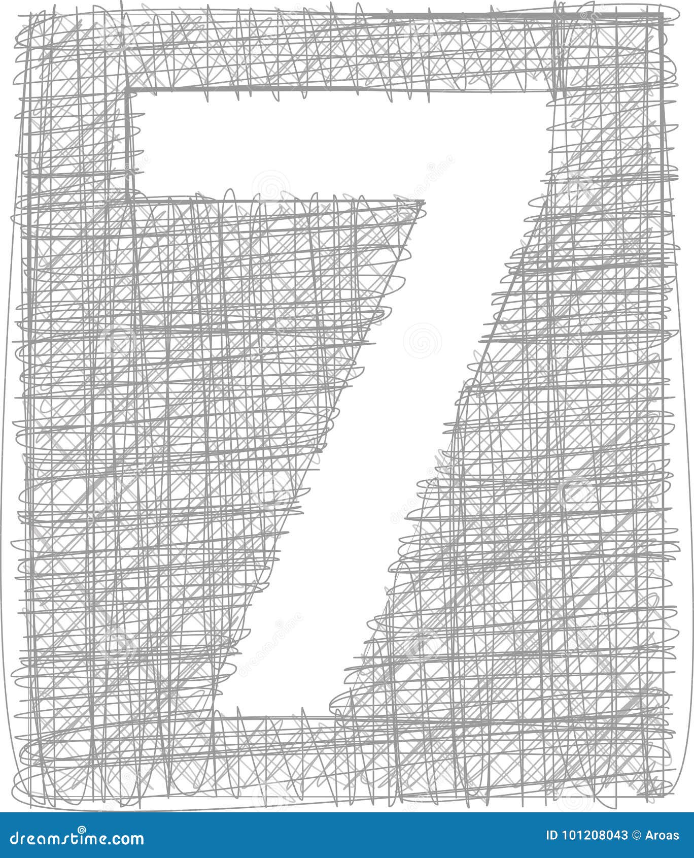 Freehand Typography Number 7 Stock Vector - Illustration of rough, draw ...