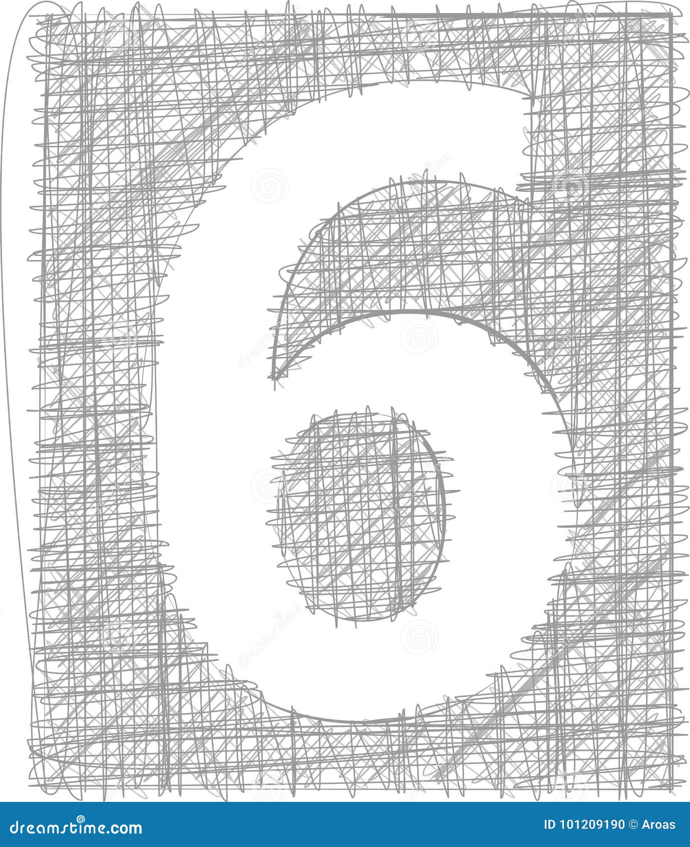 Freehand Typography Number 6 Stock Vector - Illustration of artistic ...