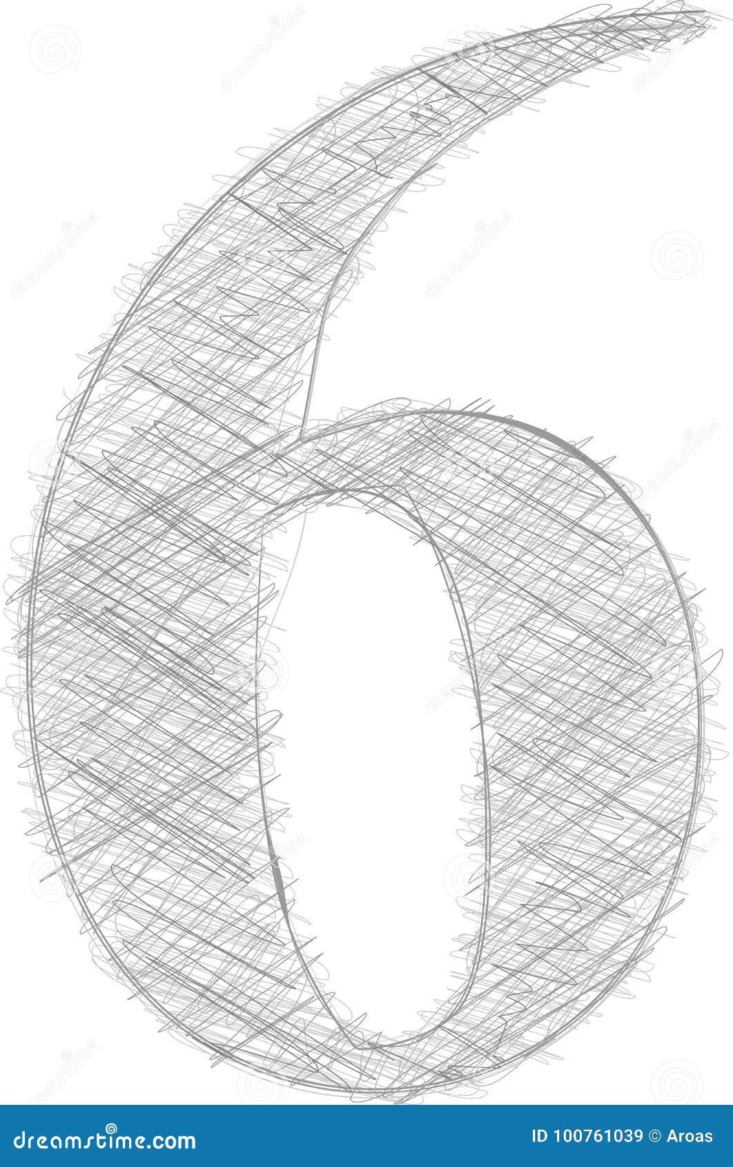 Freehand Typography Number 6 Stock Vector - Illustration of alphabet ...