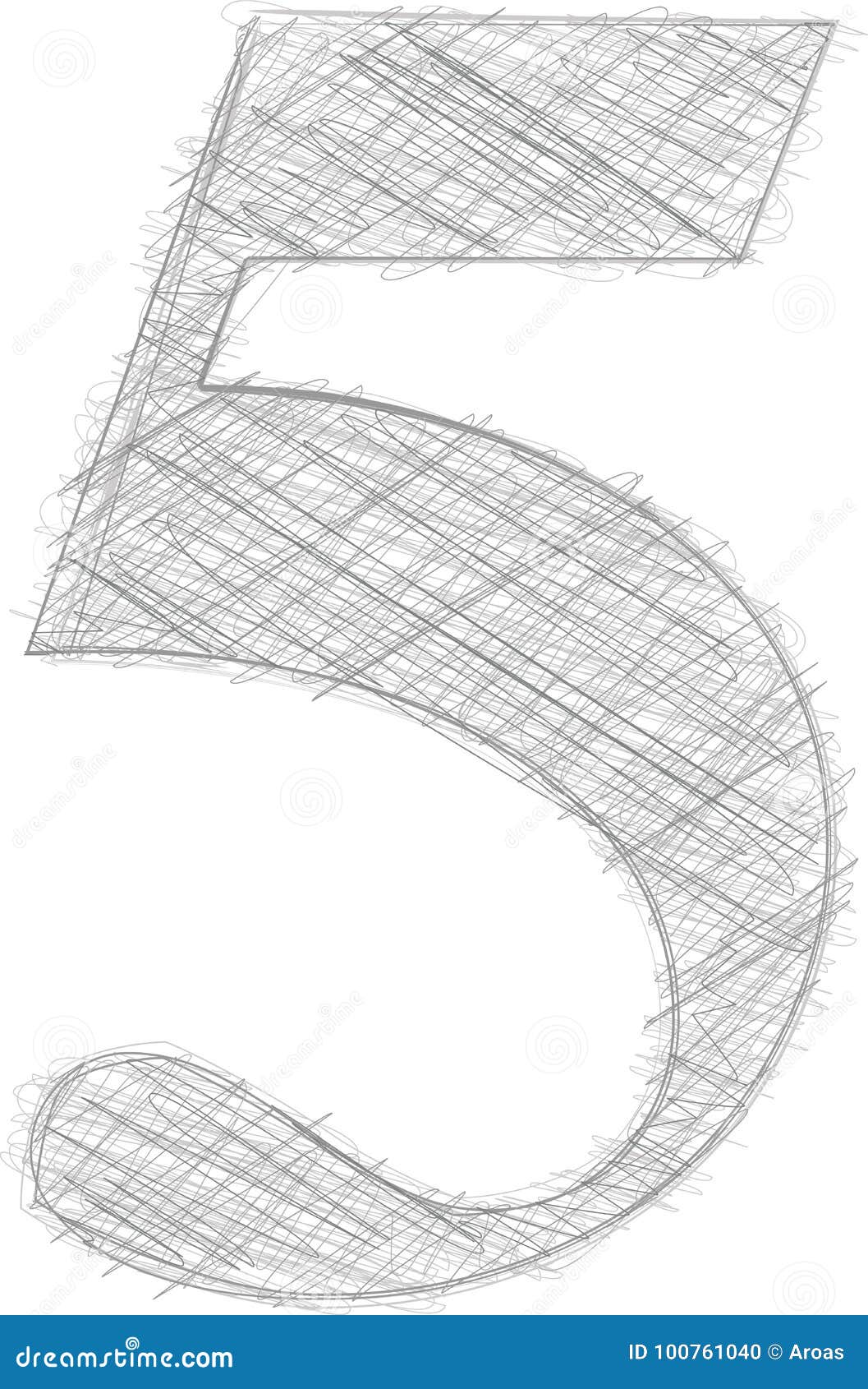 Freehand Typography Number 5 Stock Vector - Illustration of brushed ...
