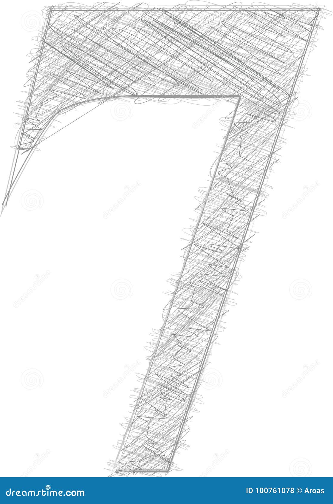 Freehand Typography Number 7 Stock Vector - Illustration of seventh ...