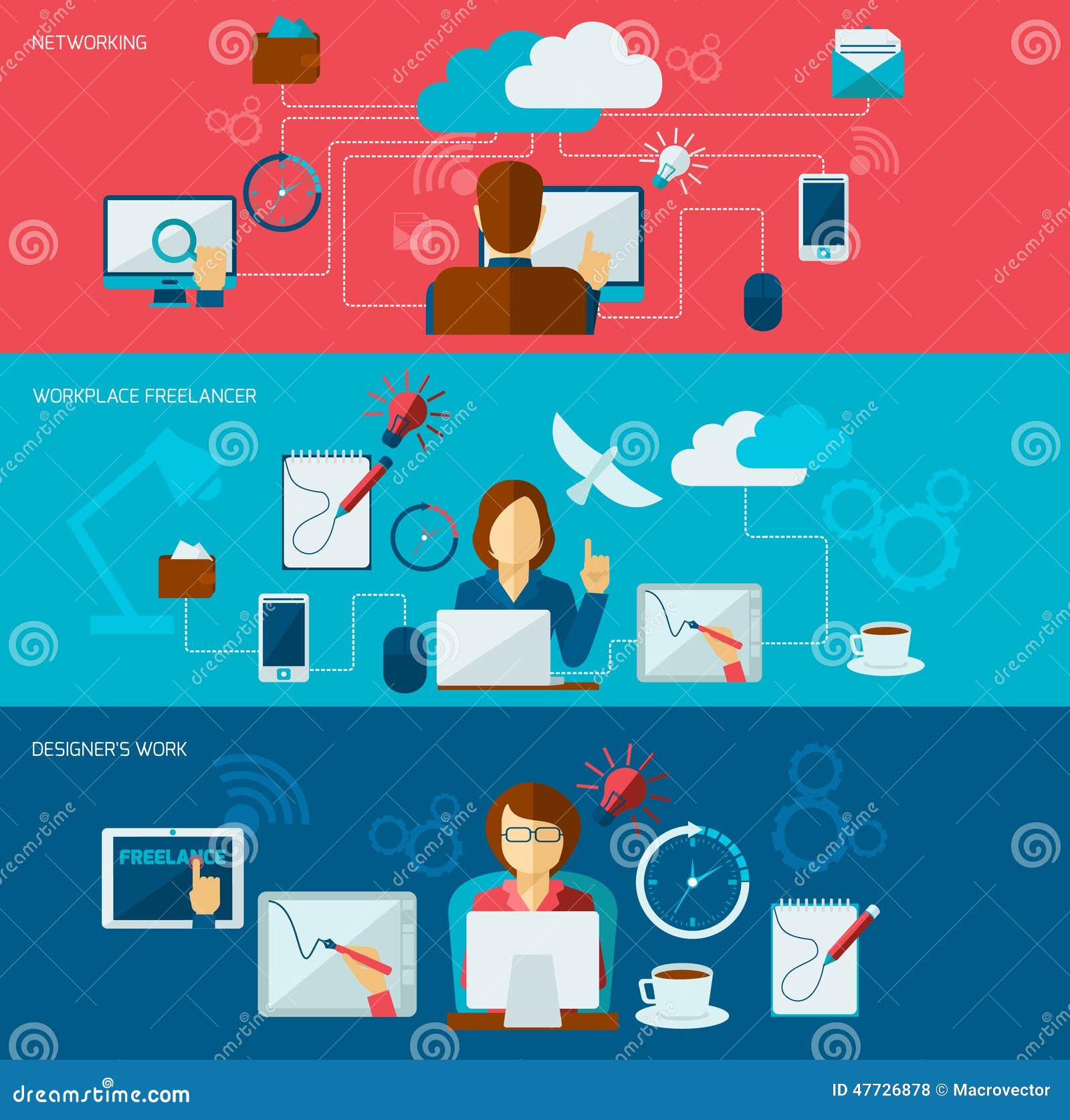 Freelance Banner Set Stock Illustrations – 1,297 Freelance Banner Set ...