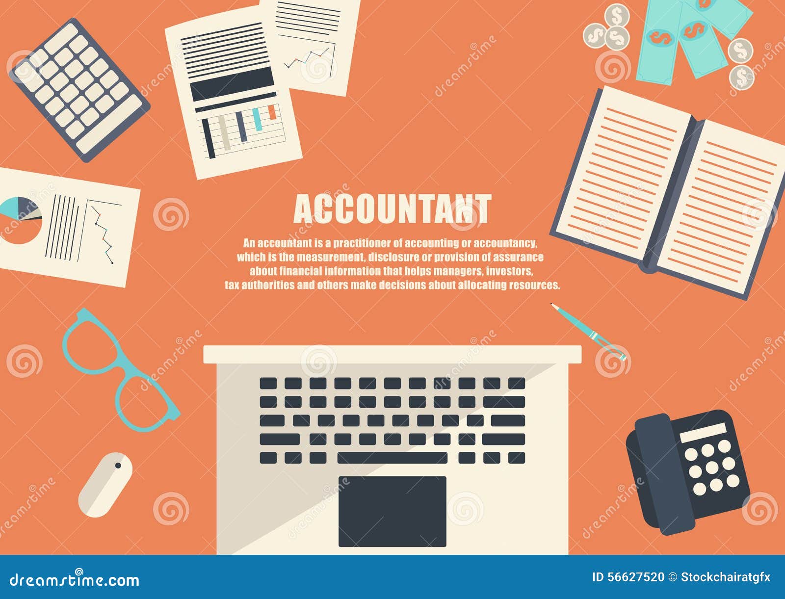 Freelance Career. Accountant Stock Vector - Illustration of calc, chart ...