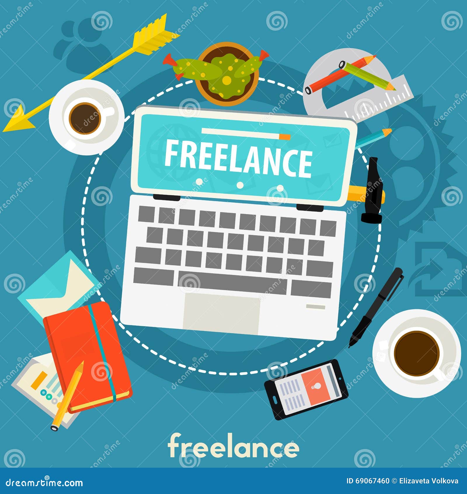 Freelance Concept Banner stock vector. Illustration of abstract - 69067460