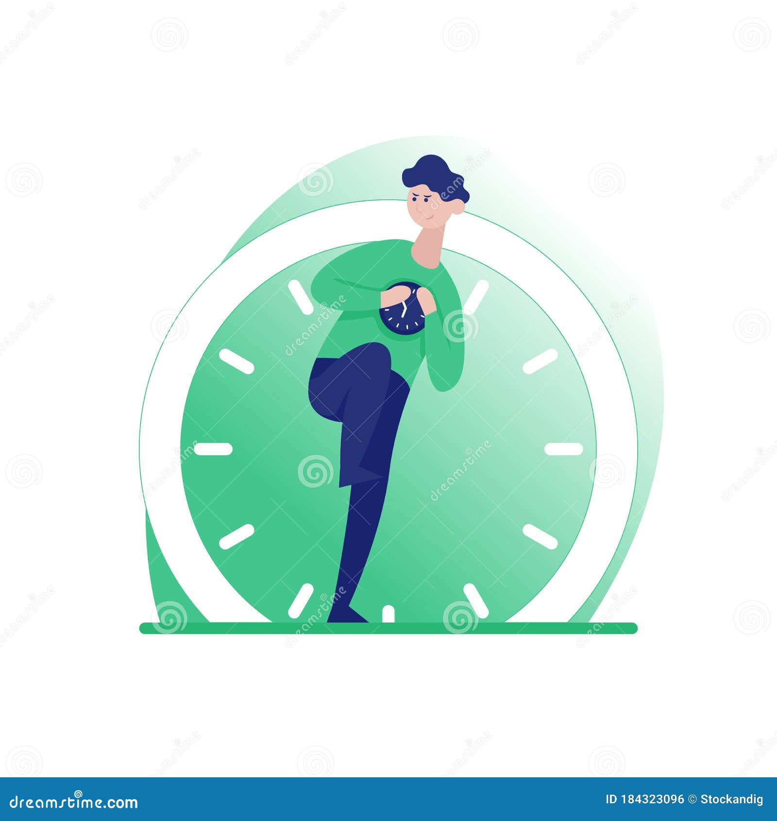 Freelance Developer Holding a Clock. Color Vector Illustration Stock ...
