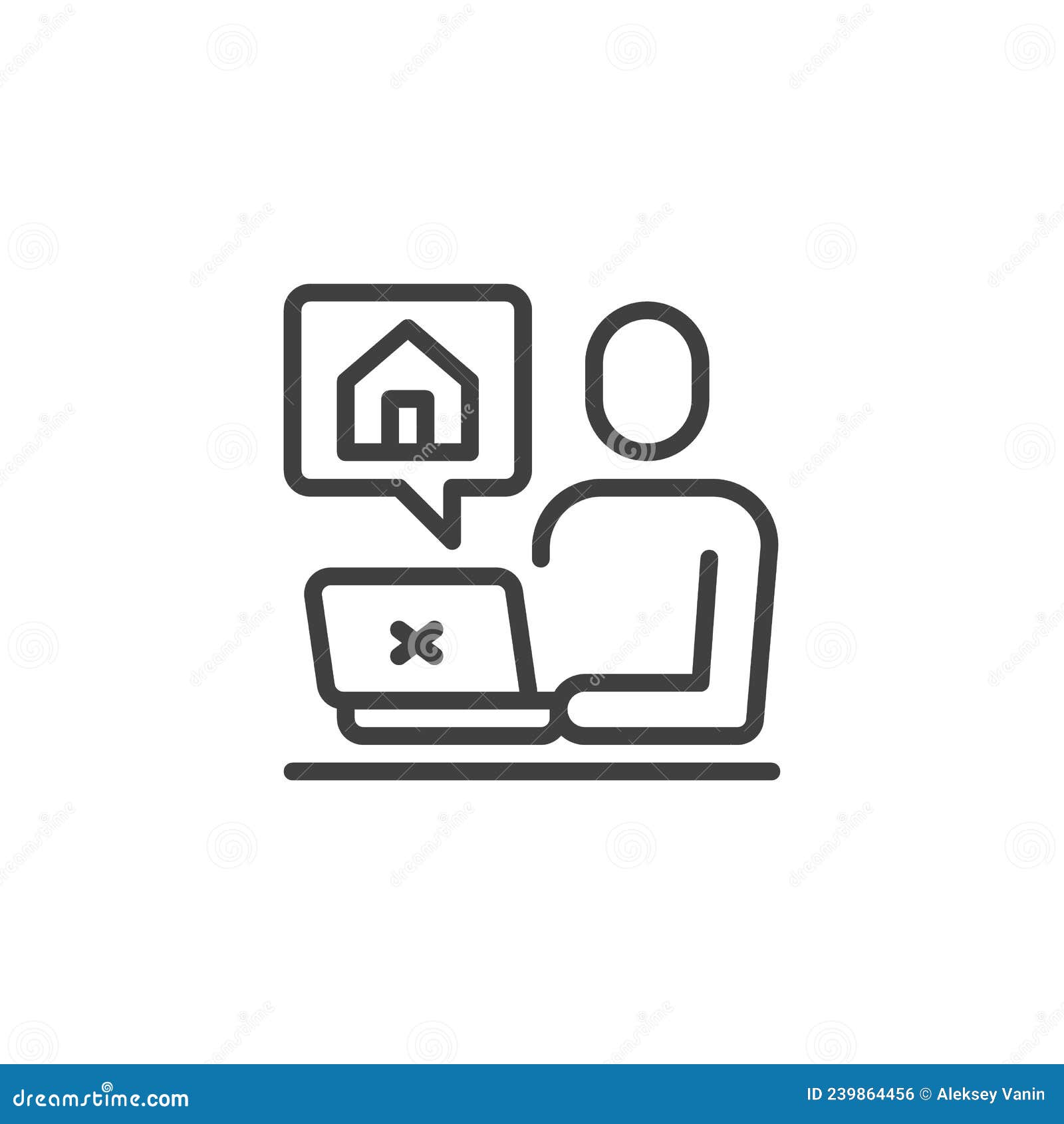 Freelance Engineer Working Line Icon Stock Vector - Illustration of ...