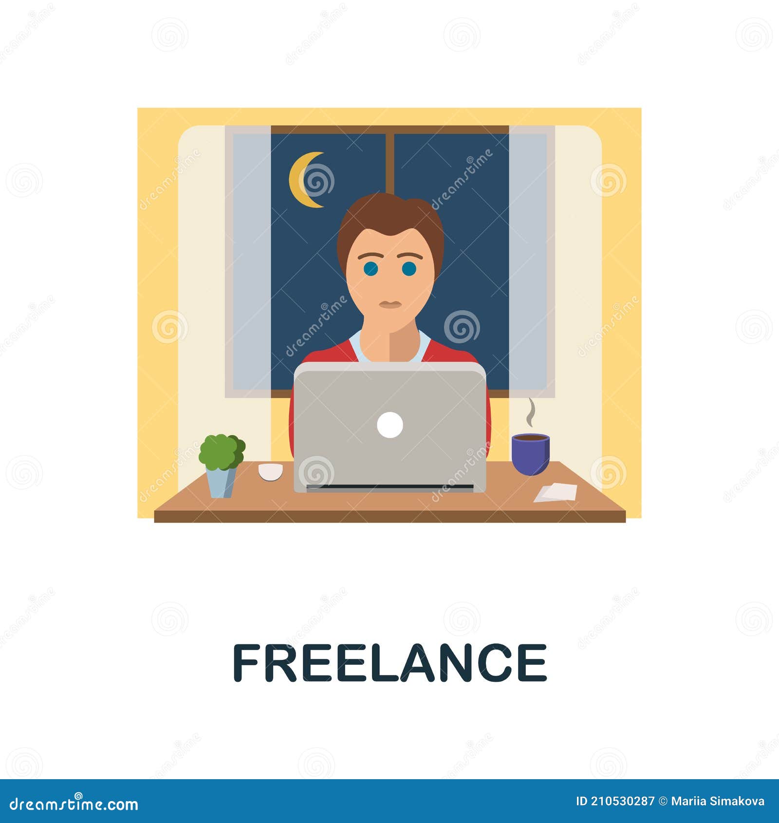Freelance Flat Icon. Colored Filled Simple Freelance Icon for Templates ...