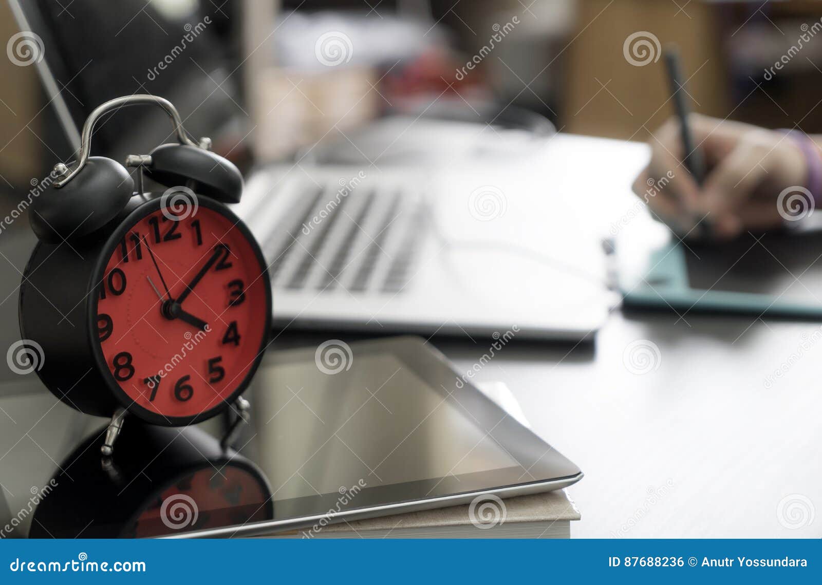 Freelance Graphic Designer is Worker on His Deadline Stock Photo ...