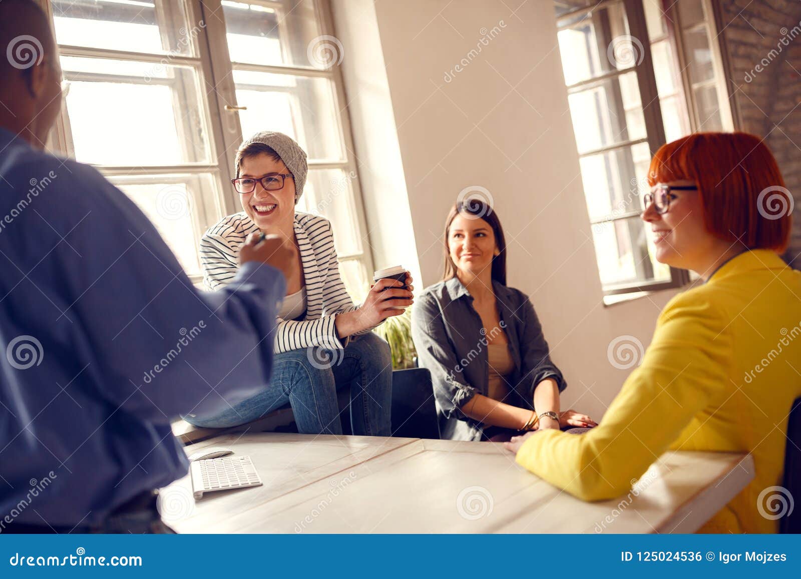 Freelance Group on Meeting with Manager Stock Photo - Image of male ...