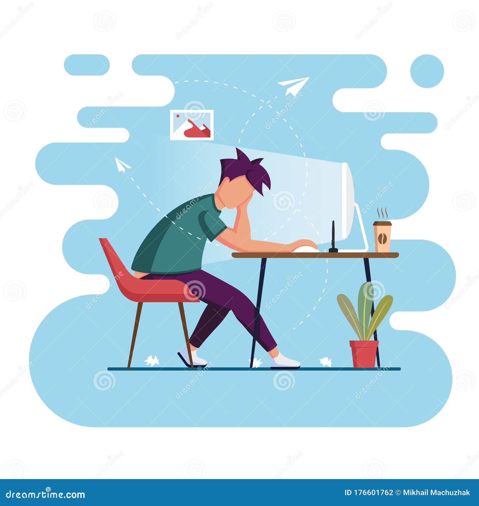 Freelance from Home. Working Process. Self Isolation Concept. Vector ...