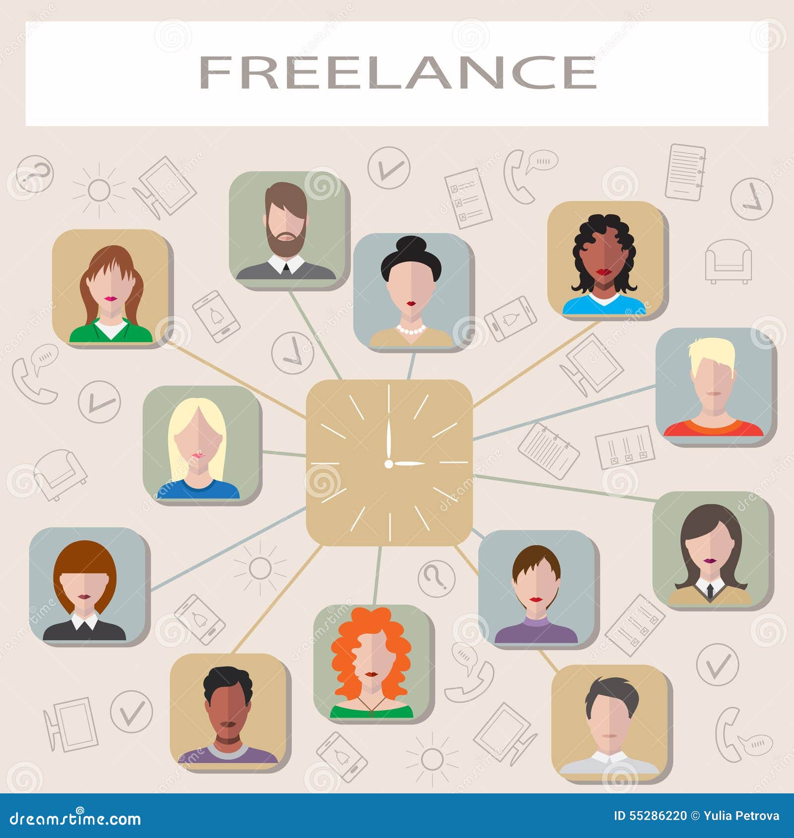 Freelance icon flat set stock vector. Illustration of concept - 55286220