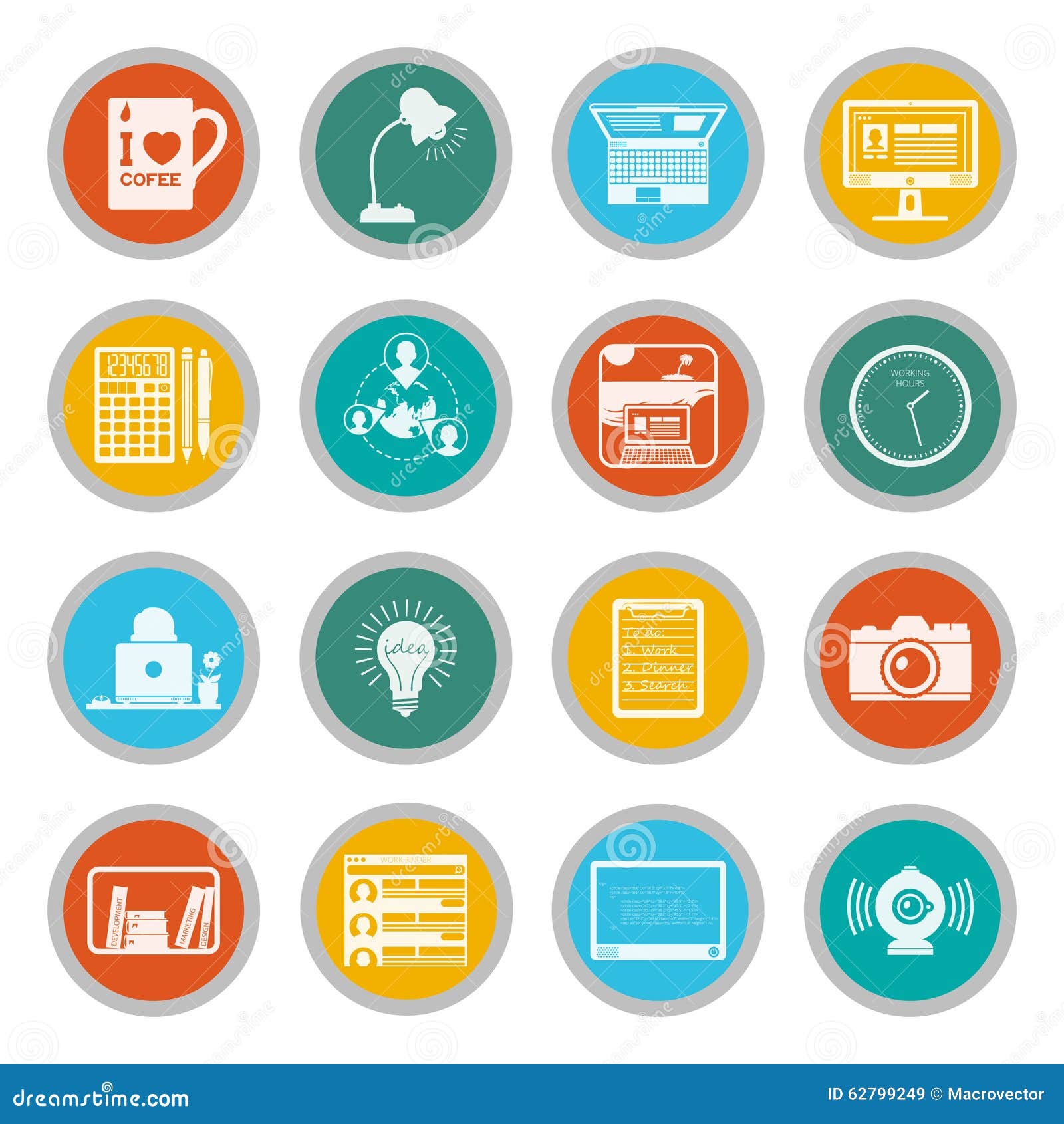 Freelance icons flat set stock vector. Illustration of elements - 62799249