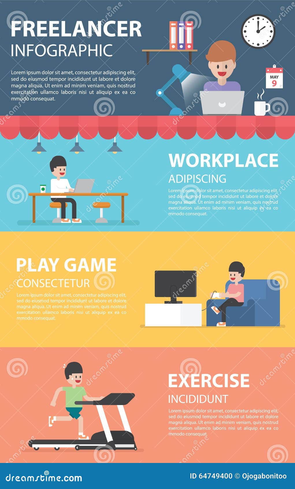 Freelance Infographic Design Elements Stock Vector - Illustration of ...