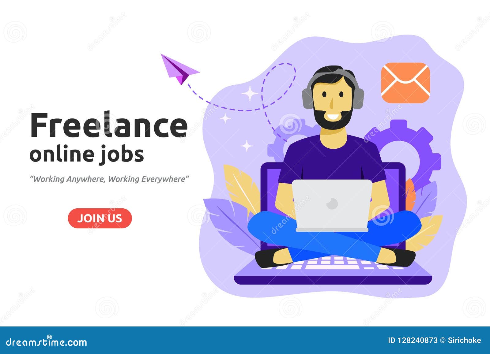 Freelance Online Job Design Concept. Freelancer Develops Business ...