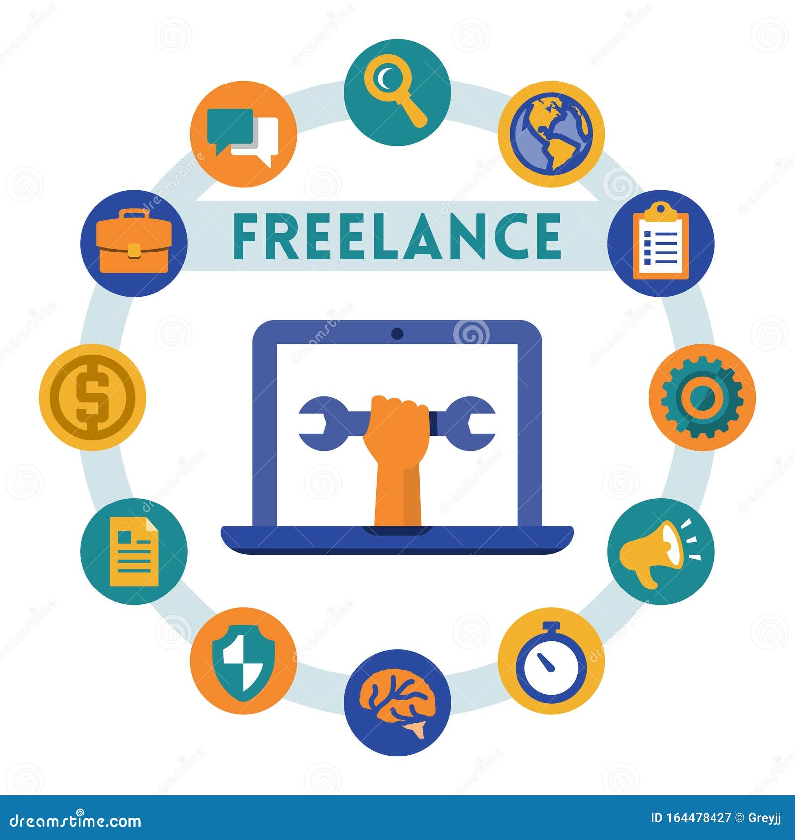 Freelance Related Infographic, Flat Style Stock Vector - Illustration ...