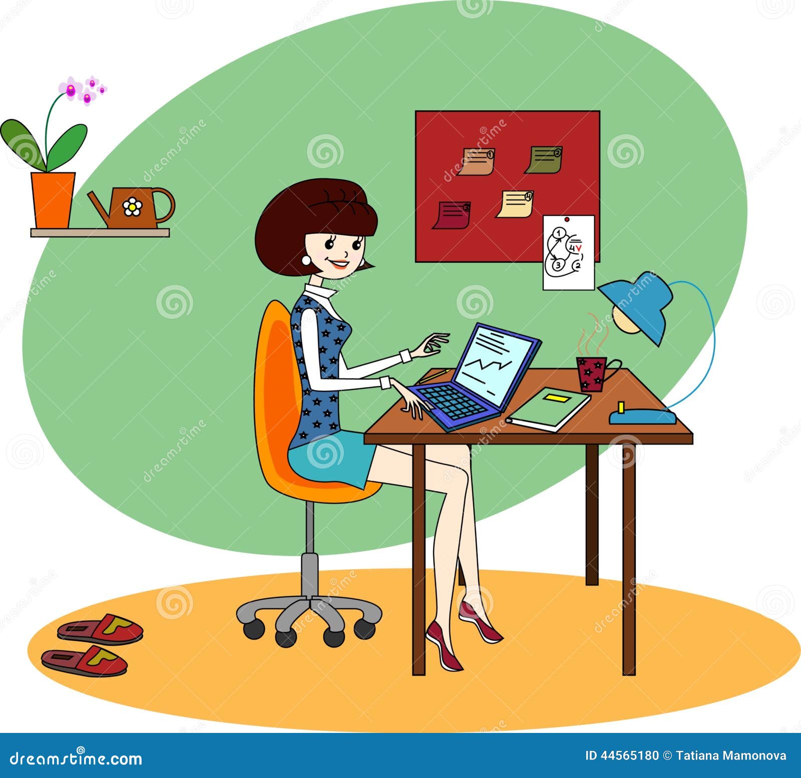 Freelance stock vector. Illustration of accountant, orange - 44565180