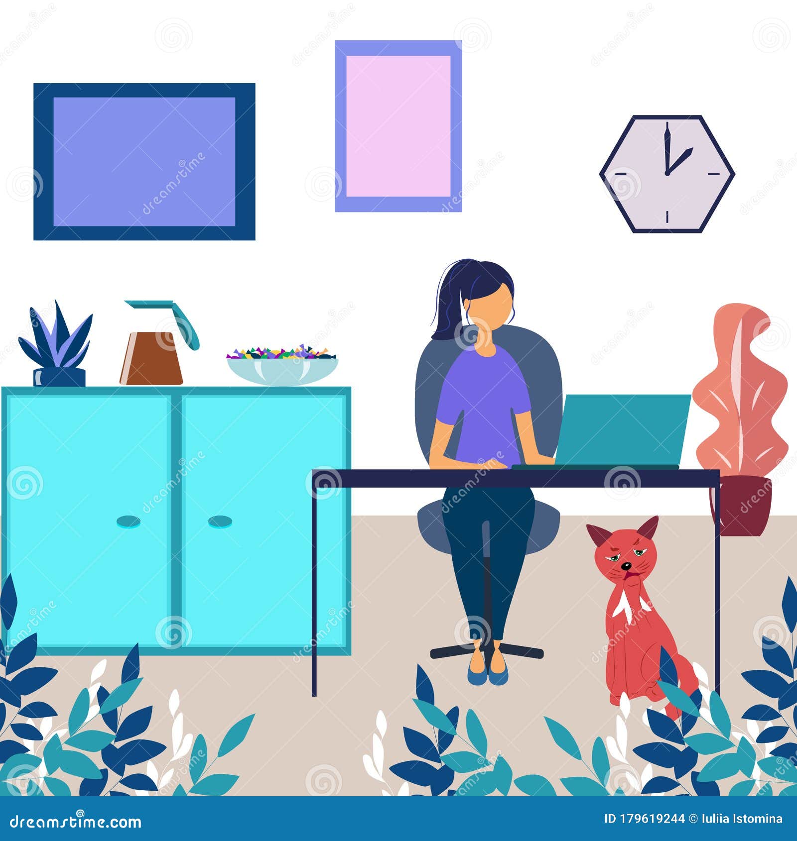 Work from Home Concept, Flat Tiny Person Vector Illustration ...