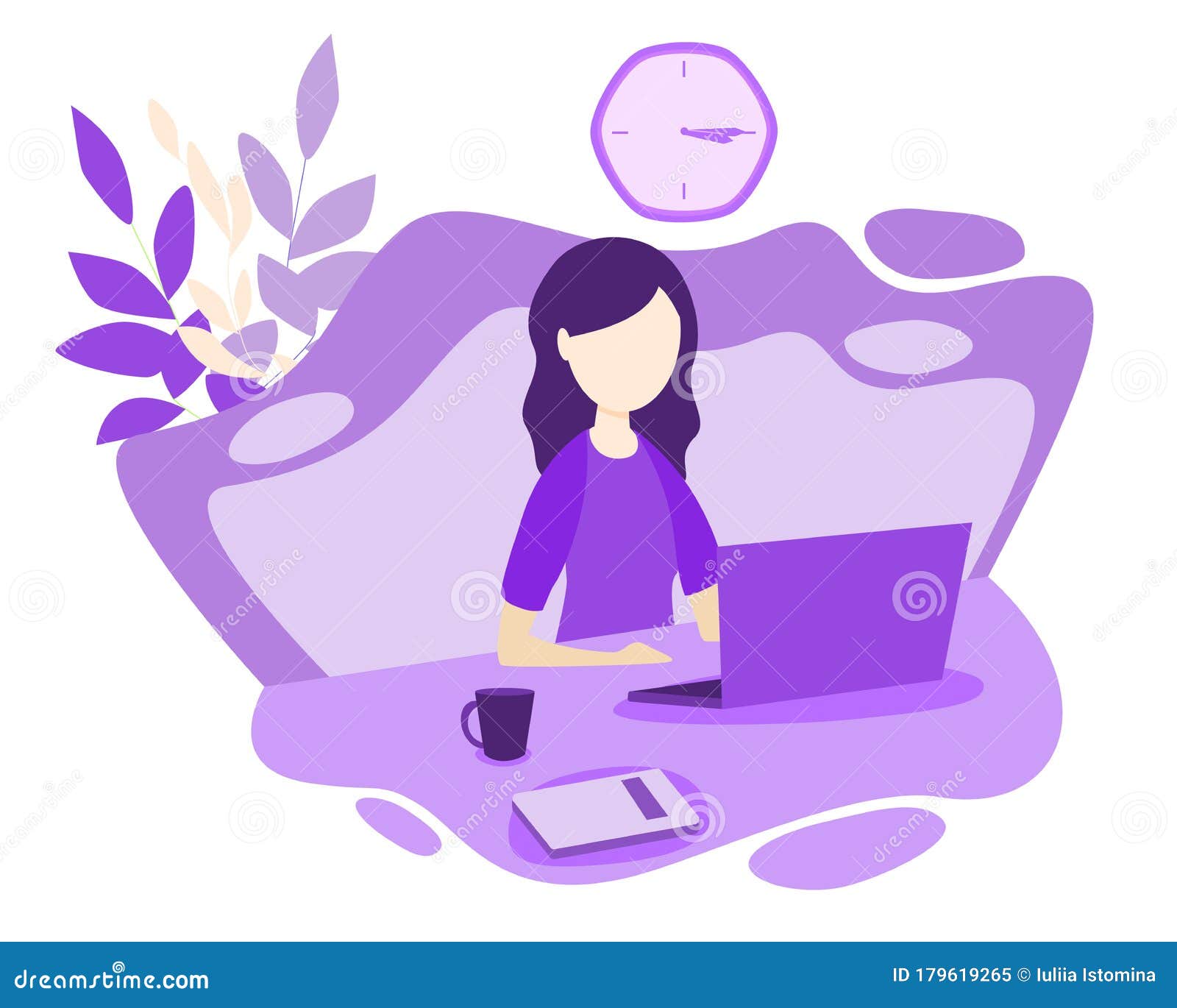 Work from Home Concept, Flat Tiny Person Vector Illustration Stock ...