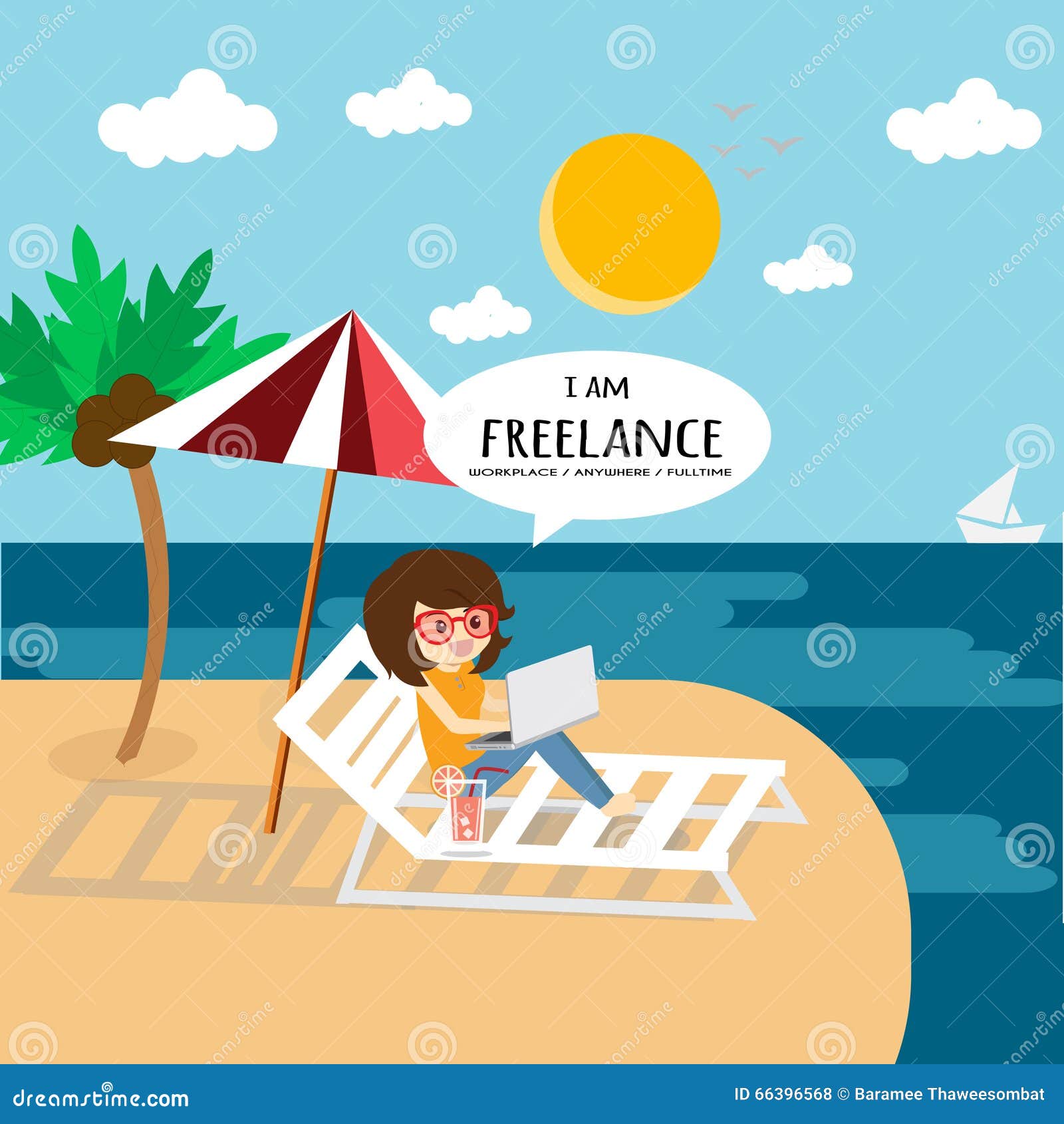 Freelance Work Anywhere and Slow Life. Stock Vector - Illustration of ...