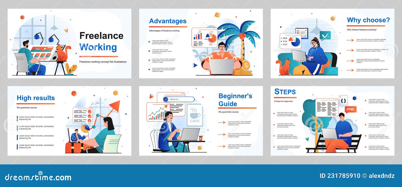 Freelance Working Concept for Presentation Slide Template Stock Vector ...