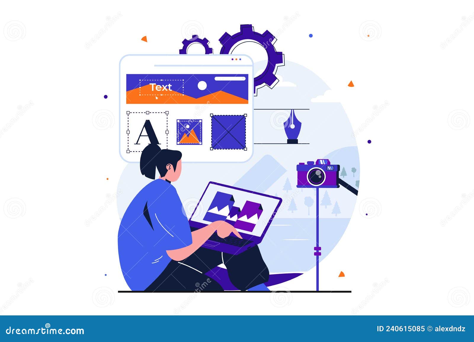 Freelance Working Modern Flat Concept for Web Banner Design. Stock ...