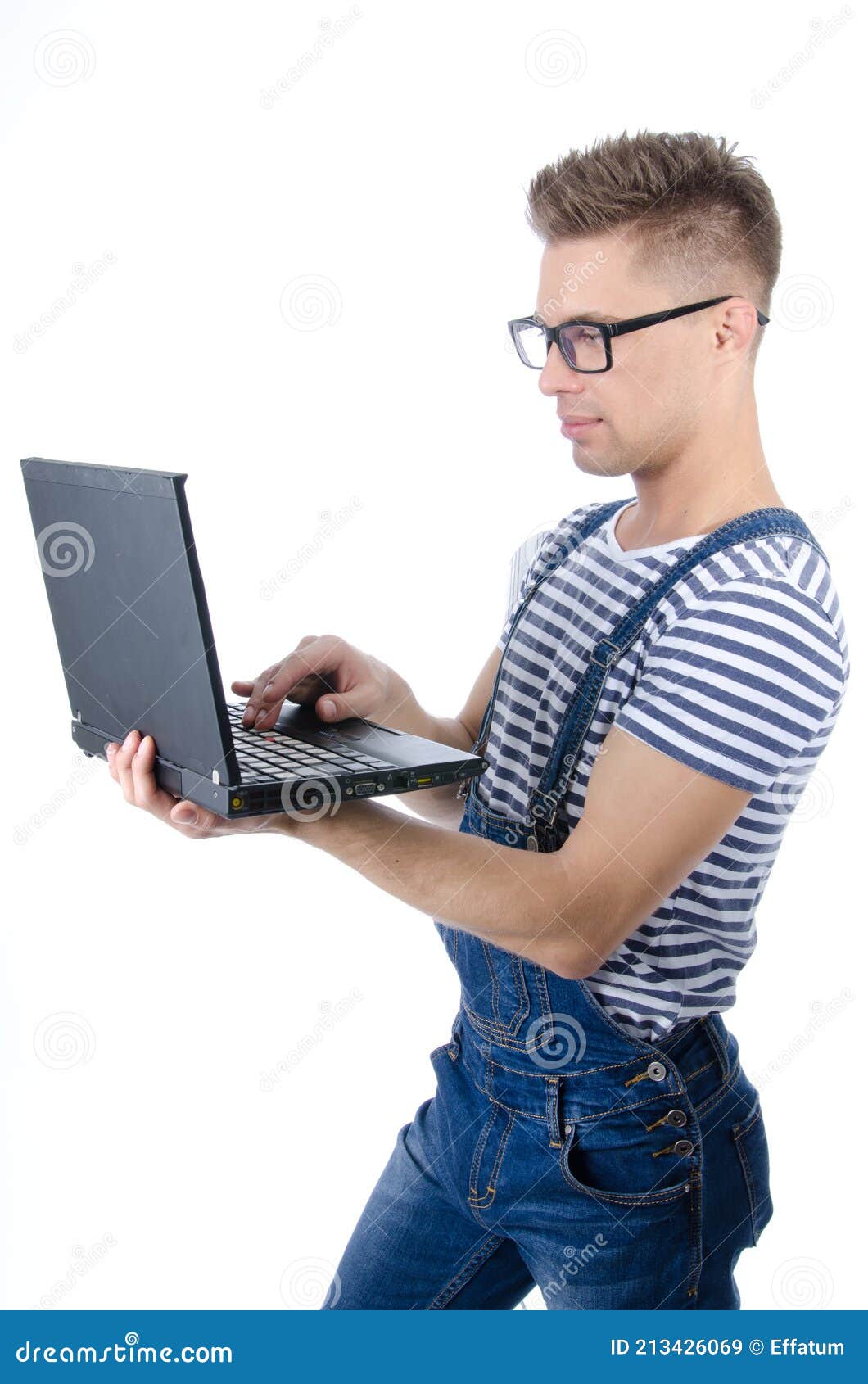 Freelance. Young Man Working and Study. Young Attractive Student. Stock ...