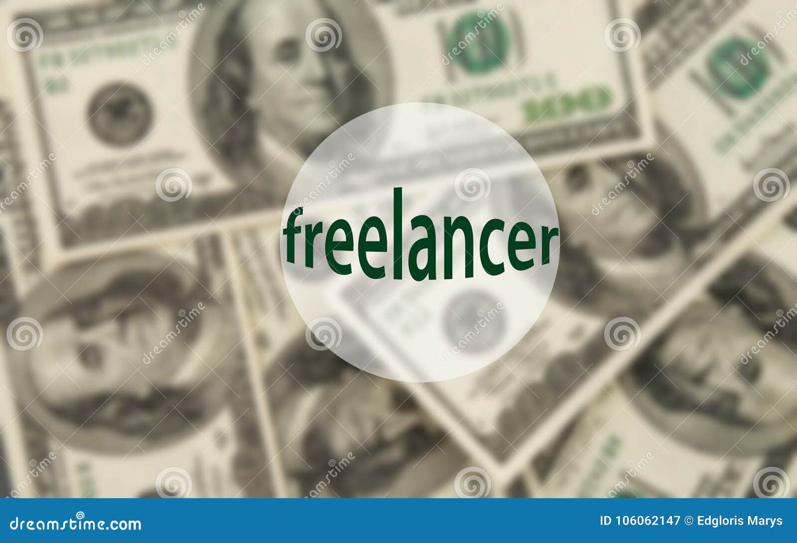 Freelancer Banner Over Dollar Bills Stock Illustration - Illustration ...