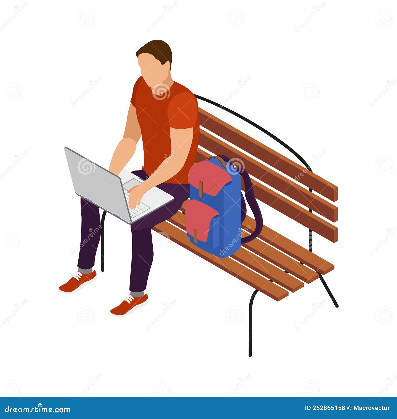 Freelancer Bench Work Composition Stock Illustration - Illustration of ...