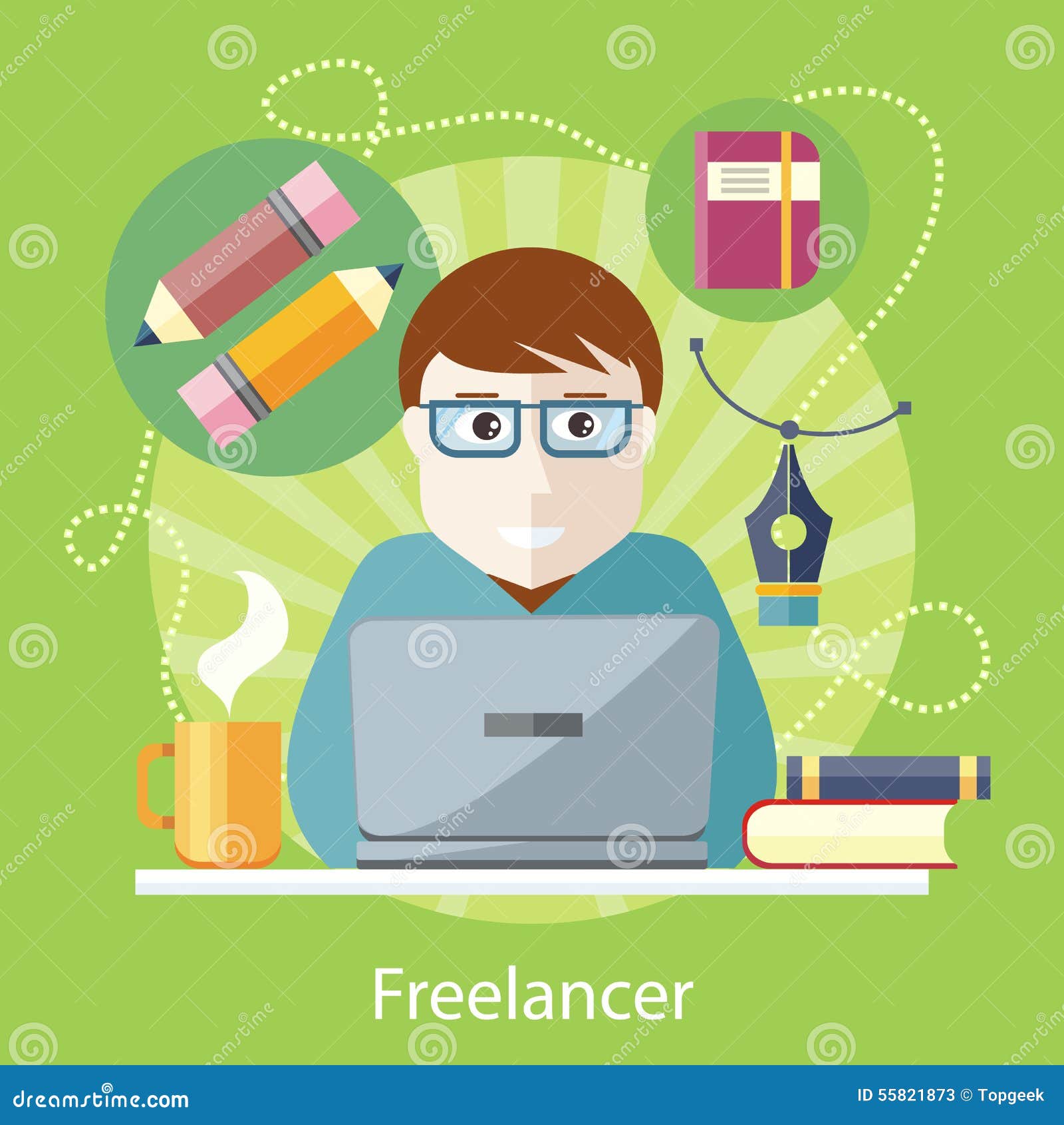 Freelancer Journalist Working At Laptop. Home Work, Business Writing ...